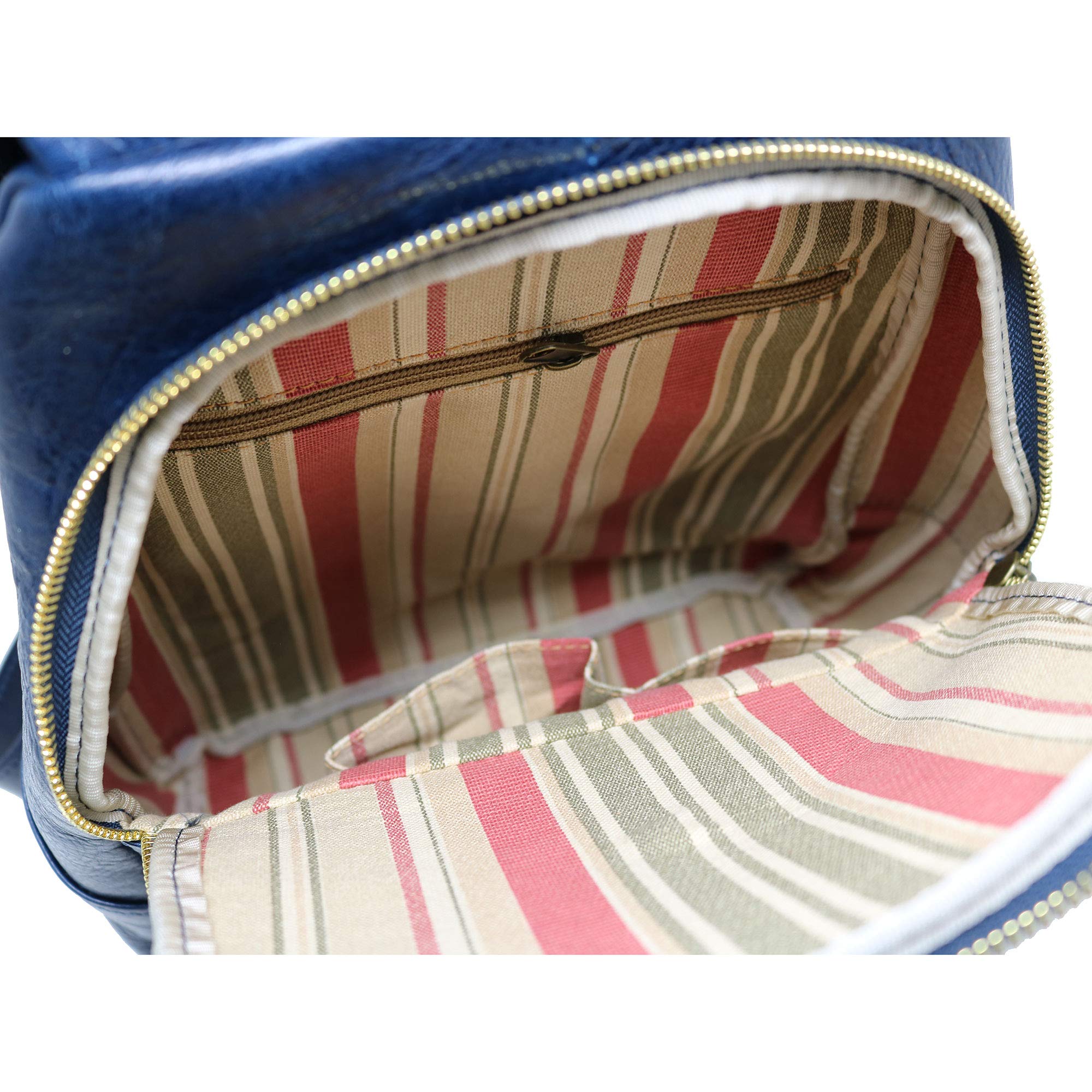 Floto Livorno Full Grain Leather Backpack Knapsack (Navy Blue)