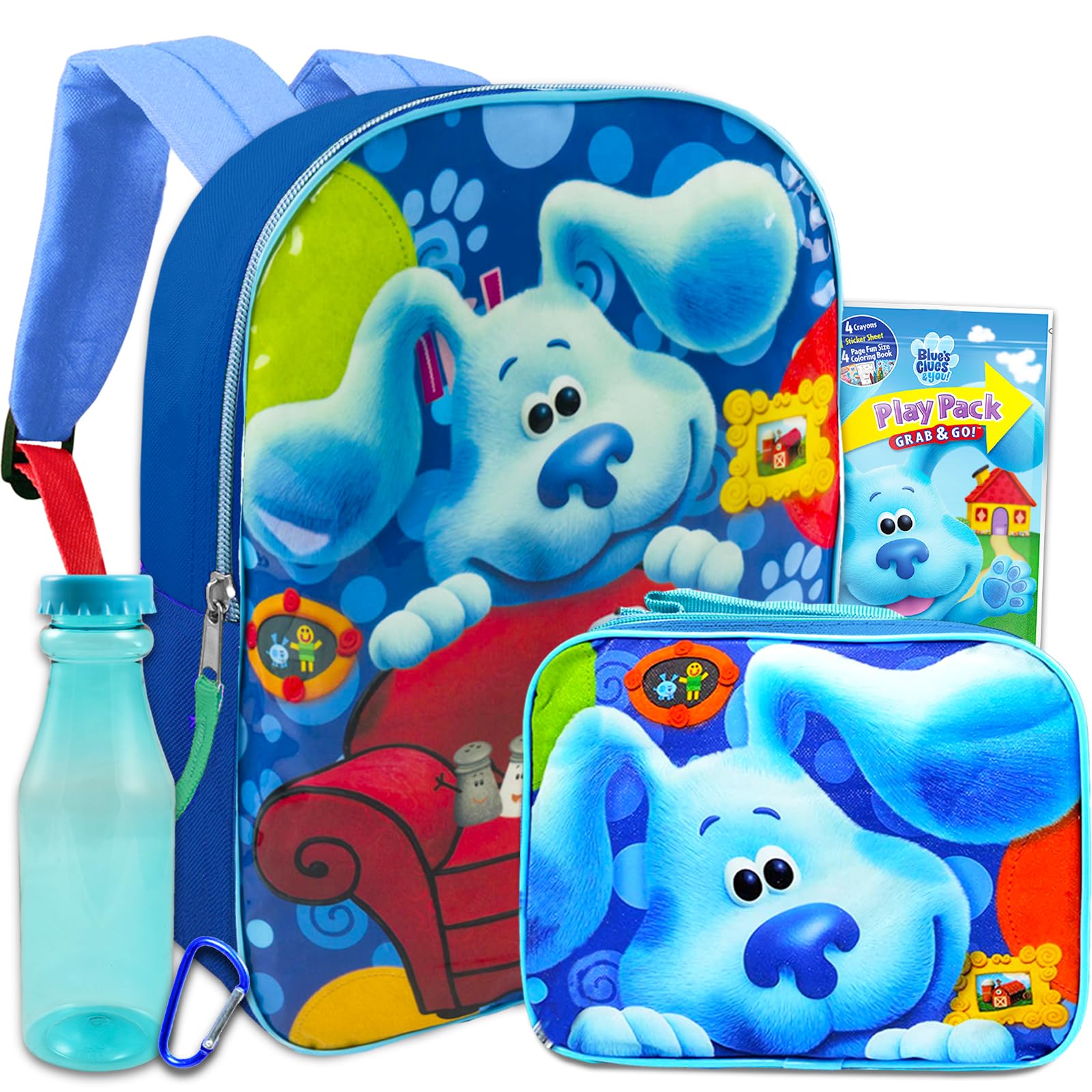 Nick Shop Blue’s Clues Backpack and Lunch Box Set - Blue’s Clues Backpack for Boys Bundle with Blue’s Clues Lunch Bag, Stickers, Coloring Pages, More