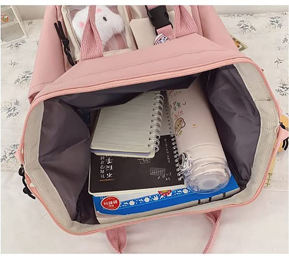 Dearsee Kawaii Backpack with Kawaii Pin and Accessories, Cute Backpack Aesthetic School Bag Cute Kawaii Backpack for Girls