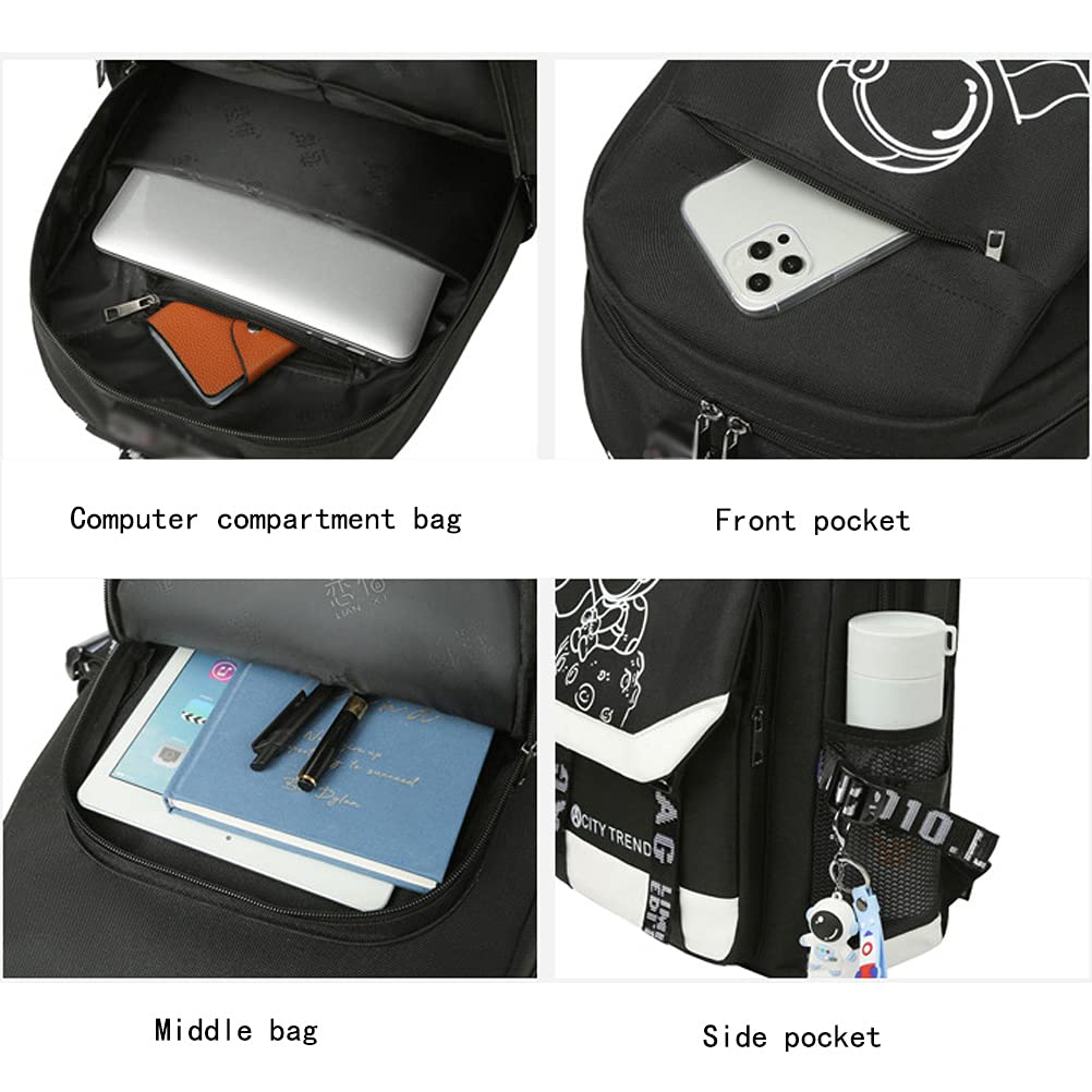 WZCSLM Stylish Computer Backpack College Casual Daypack with USB Port Business Work Backpack Laptop Bag for Men/Women Cartoon astronaut Glow at nightPattern space travel (astronaut)