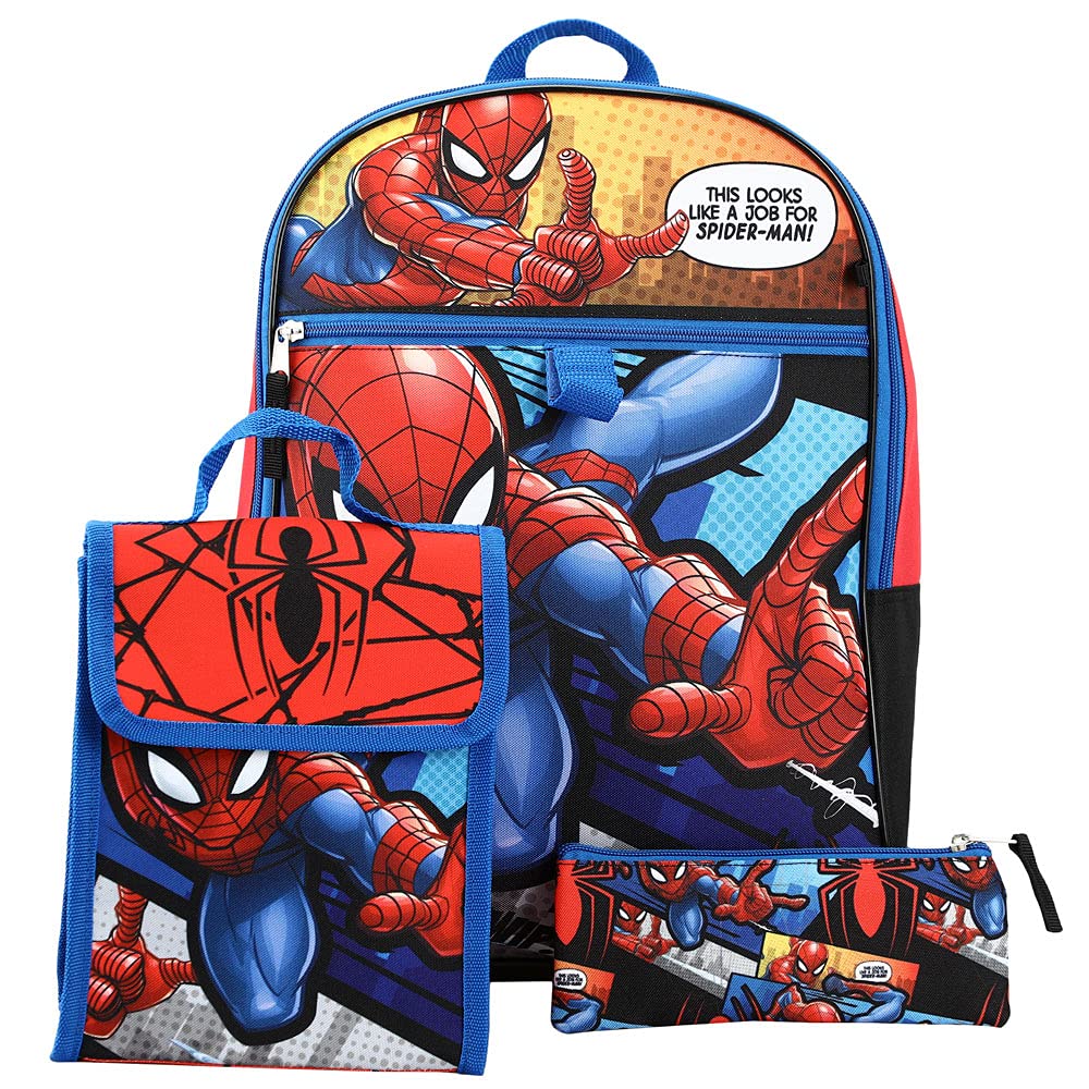 Marvel Spiderman Backpack accessories 6 piece Value Set for Boys