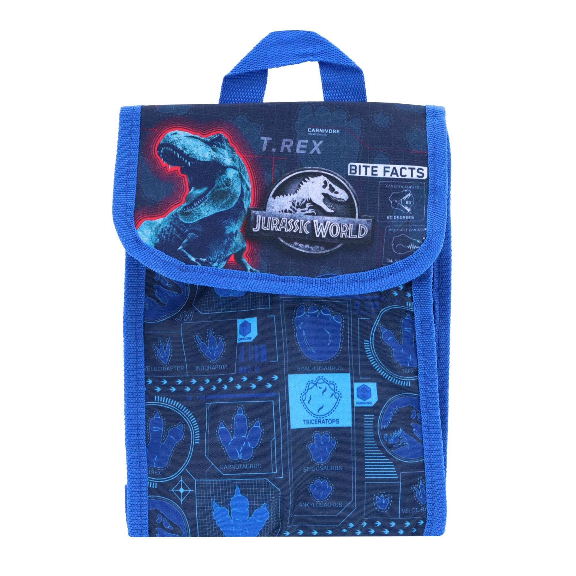 Deluxe Jurassic World 16" Backpack Set - Lunch Bag- Keychain & Carabiner