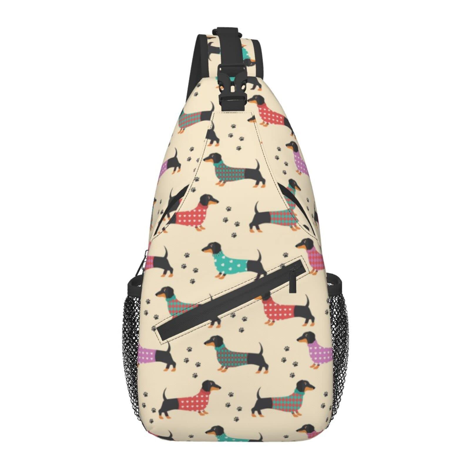 Dachshund Small Crossbody Backpack Sling Bag For Women Men Travel Hiking Chest Bag Daypack