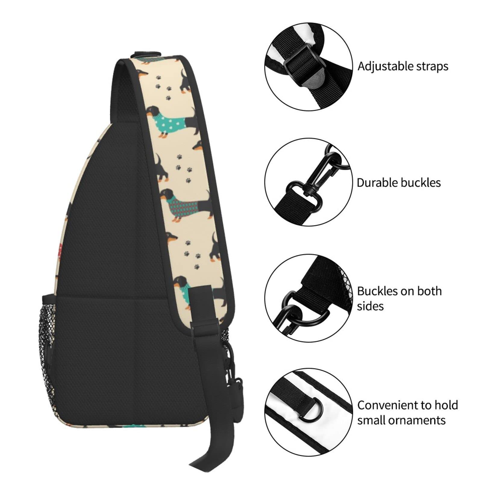 Dachshund Small Crossbody Backpack Sling Bag For Women Men Travel Hiking Chest Bag Daypack