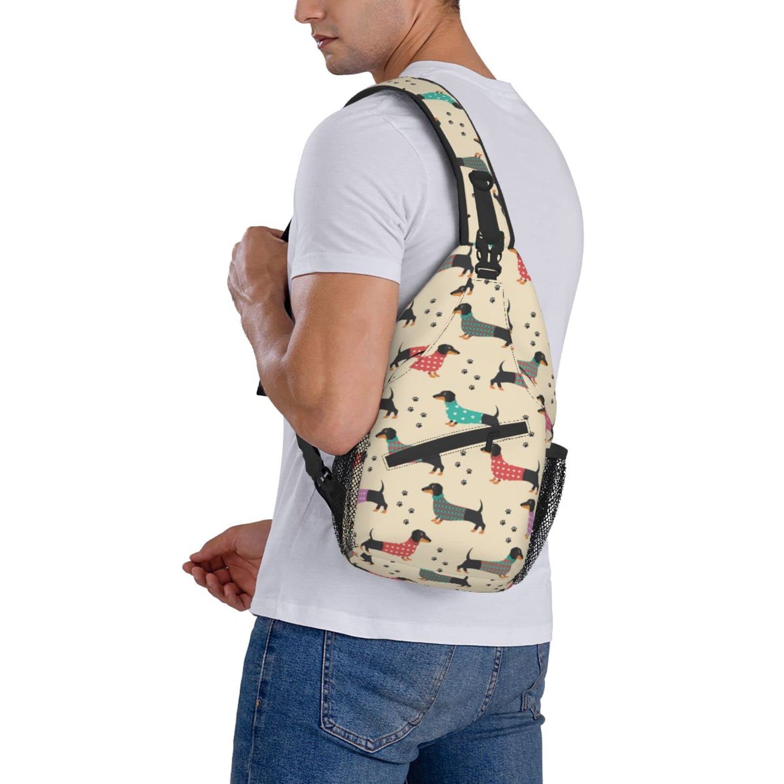 Dachshund Small Crossbody Backpack Sling Bag For Women Men Travel Hiking Chest Bag Daypack