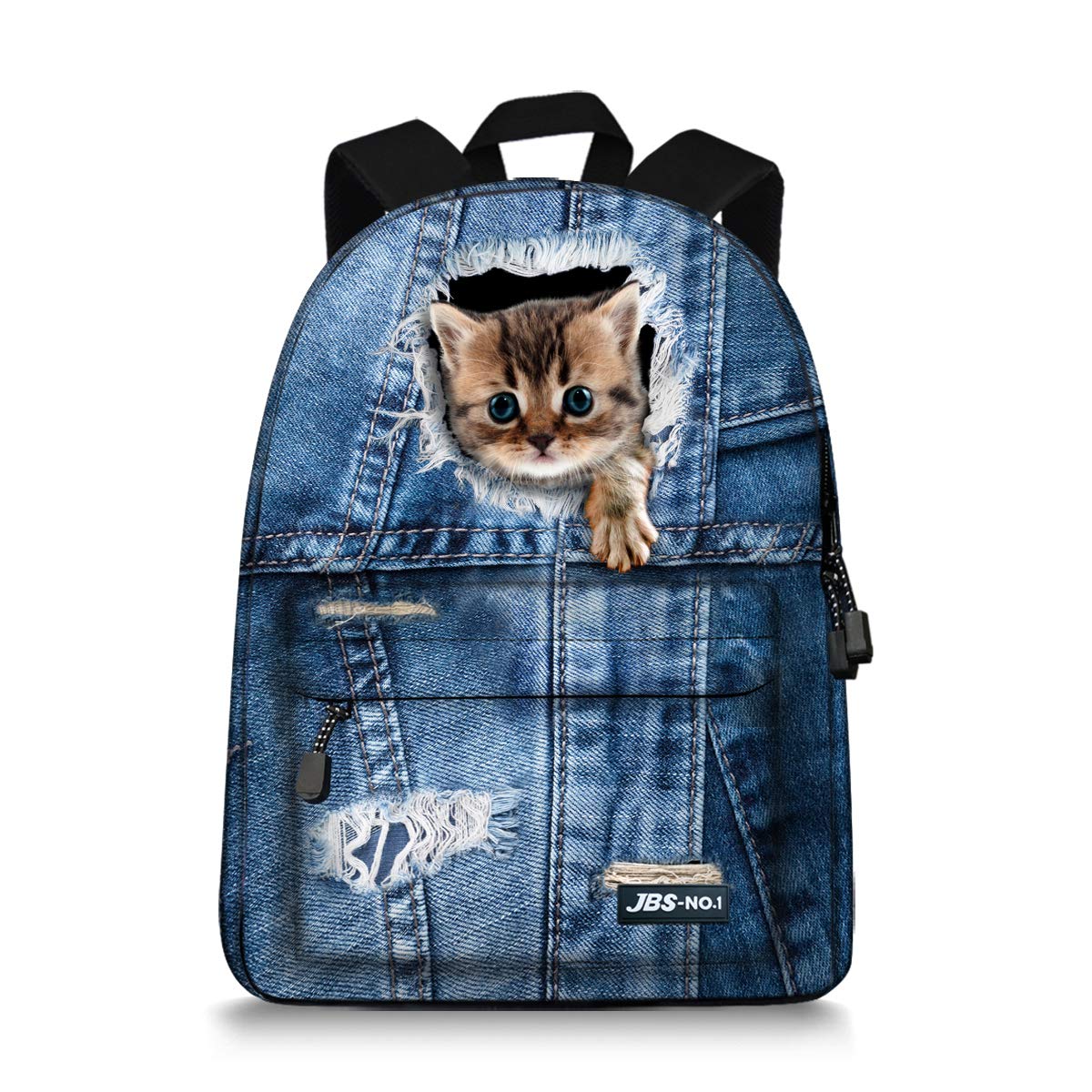 JBS-NO.1 Cute Cats Backpack for Teen Girls,Canvas BookBags for School (Blue1)