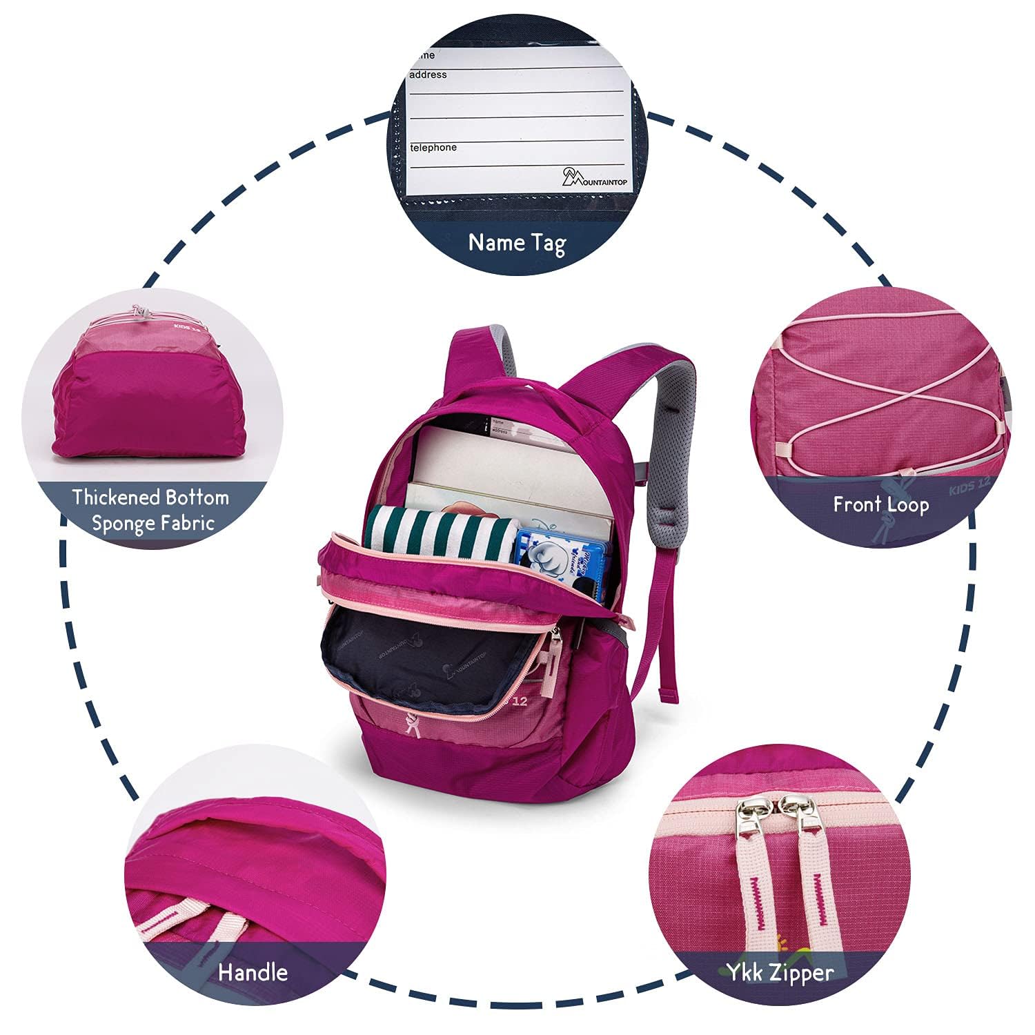 MOUNTAINTOP Kids Backpack for Boys Girls Preschool Kindergarten Hiking Daypack, Green 8.7 * 5.9 * 15"