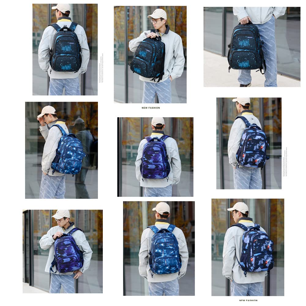 Galaxy Backpack for Boys High University School Bag Travel Daypack Bookbag Sets 3PCS for Teens Starry Sky