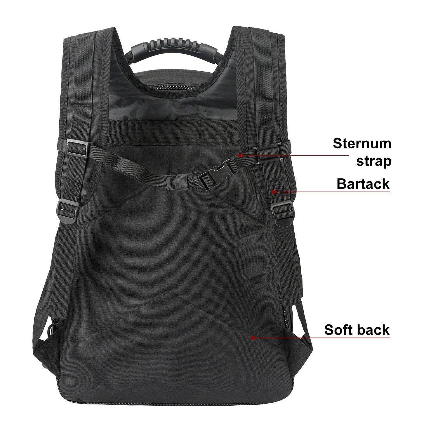 Greencity Laptop Backpacks Tactical Military 3 Day Expandable Bug Out Bag Classic School Case Travel Hiking,Black