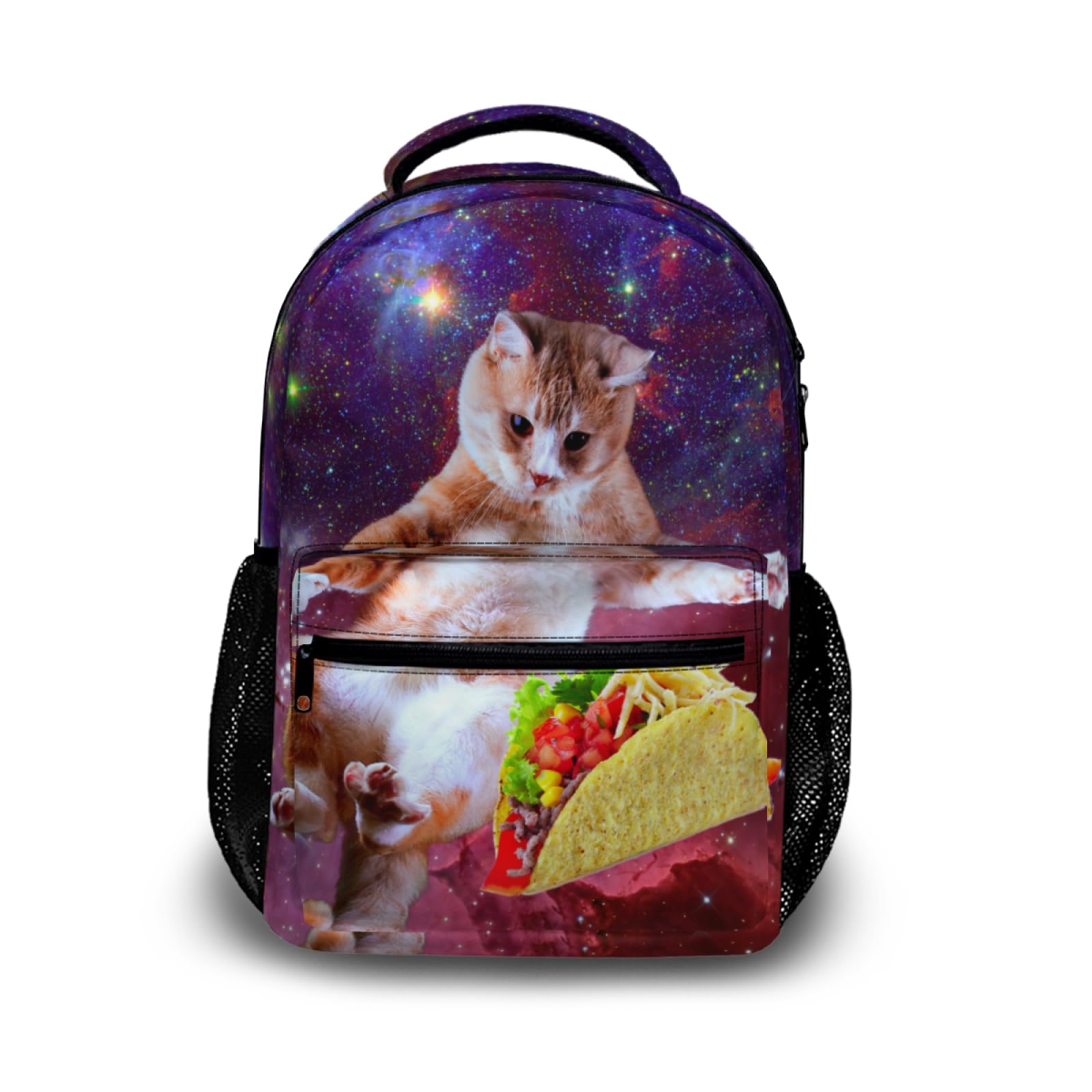 Granbey Space Taco Cat Laptop Backpack - Cute Universe Galaxy Burrito Kitten College Students Bookbags Beautiful Purple Nebula School Bags Travel Computer Notebooks Daypack