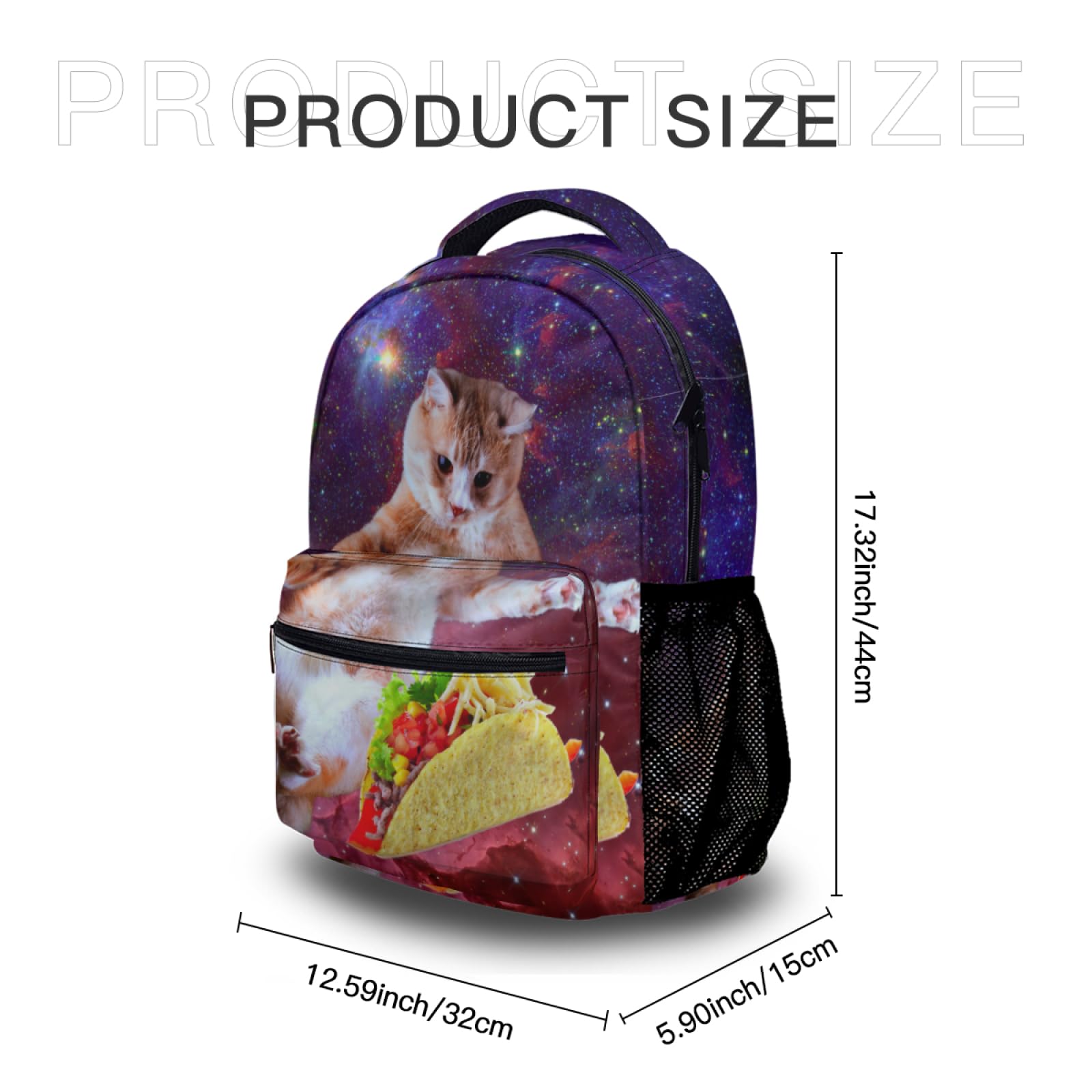 Granbey Space Taco Cat Laptop Backpack - Cute Universe Galaxy Burrito Kitten College Students Bookbags Beautiful Purple Nebula School Bags Travel Computer Notebooks Daypack