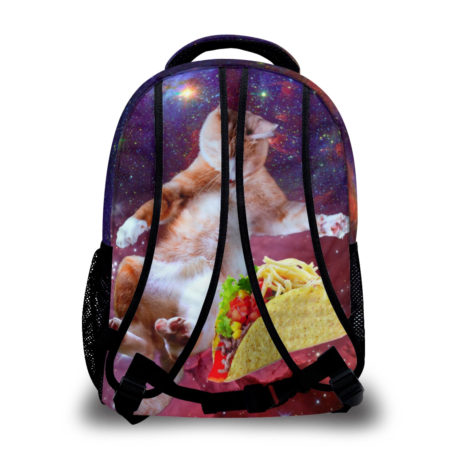 Granbey Space Taco Cat Laptop Backpack - Cute Universe Galaxy Burrito Kitten College Students Bookbags Beautiful Purple Nebula School Bags Travel Computer Notebooks Daypack