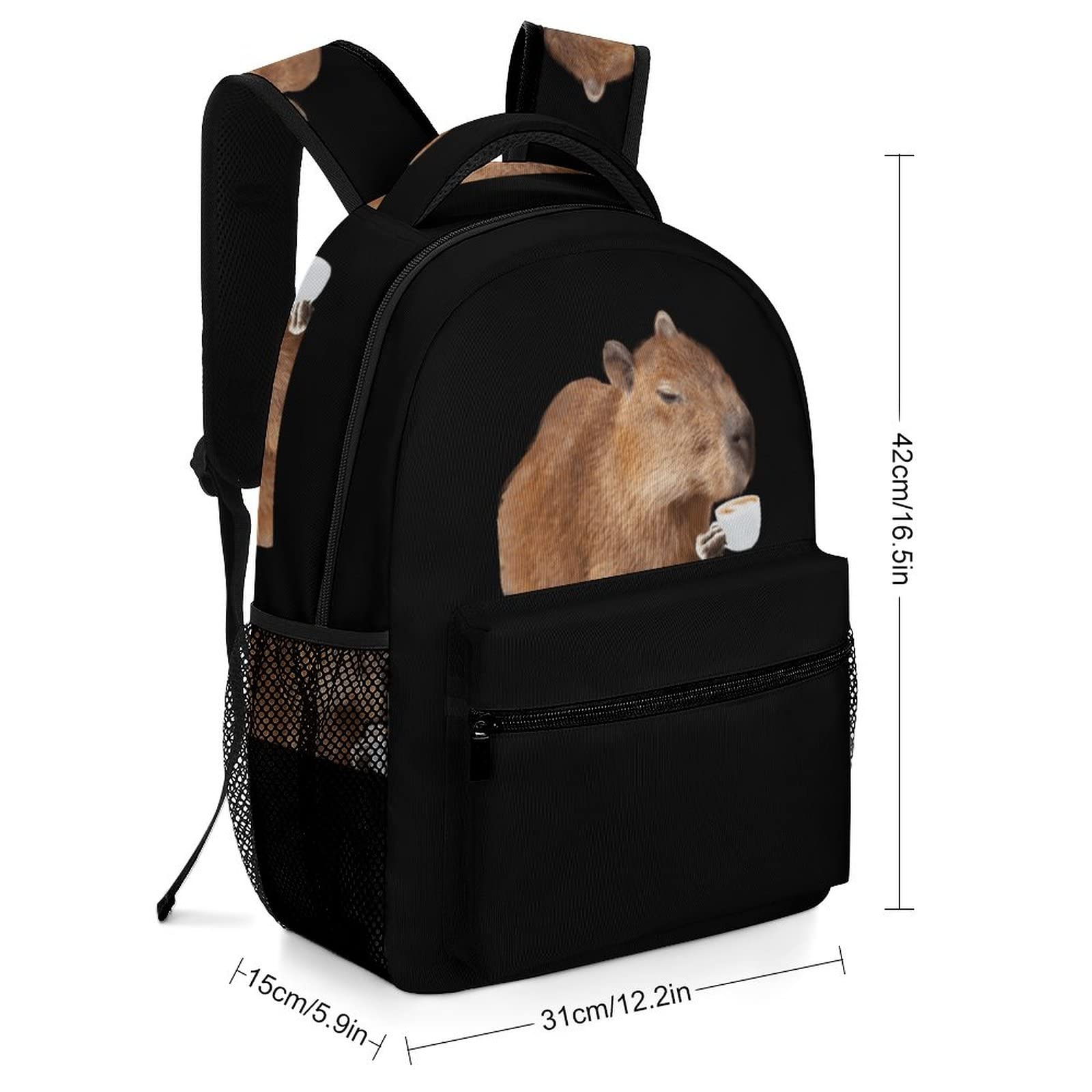 Capybara Sipping Coffee Backpack for Women,Laptop Backpack for Men,Lightweight Travel Casual Backpack Bookbag with Large Capacity,16inch