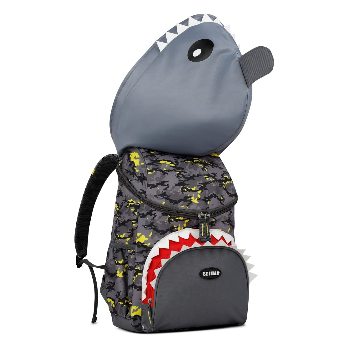 GEIHAB Shark Kids Backpack for Boys, 13 Inch Toddler Bookbag for Travel Elementary School Preschool with Waterproof Cap