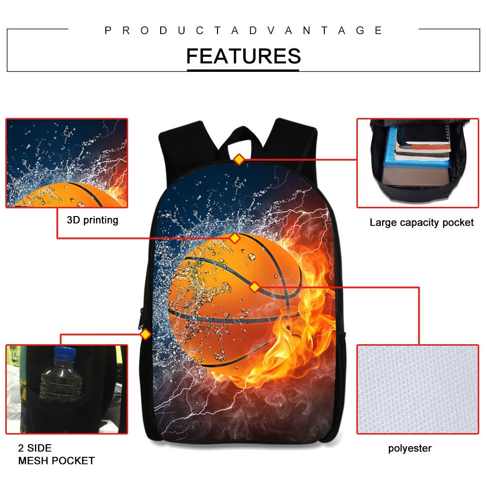 ANYFOCUS Students Backpack,17" Bookbag 3D Airplane Print for Age 6-15 Years Old Teen Girls Boys Kids