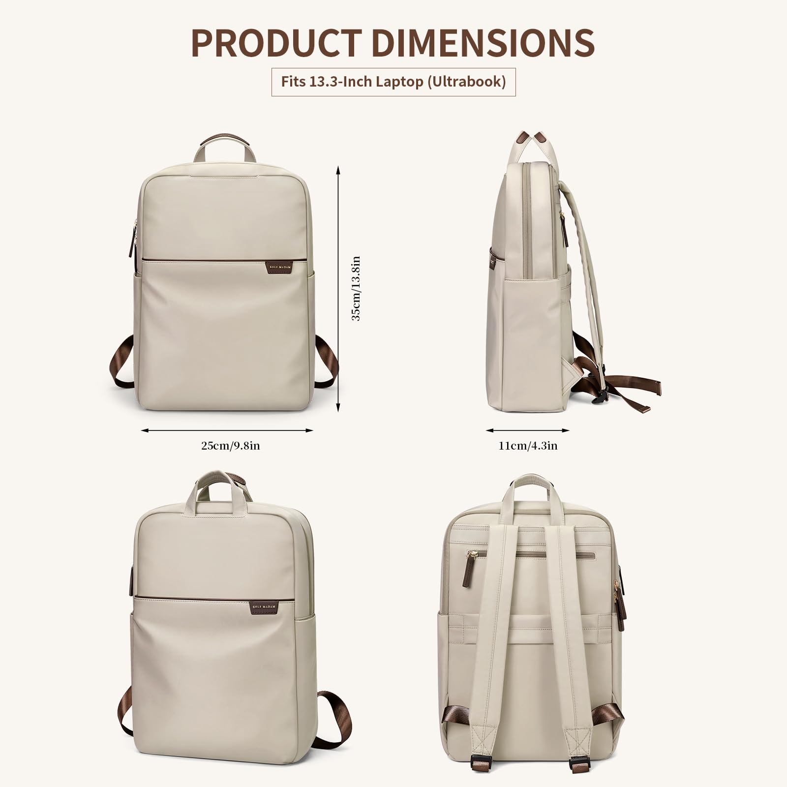 GOLF SUPAGS Laptop Backpack Anti Theft Slim Travel Backpack for Women Water Resistant College Bookbag Fits 15 Inch Thin Notebook