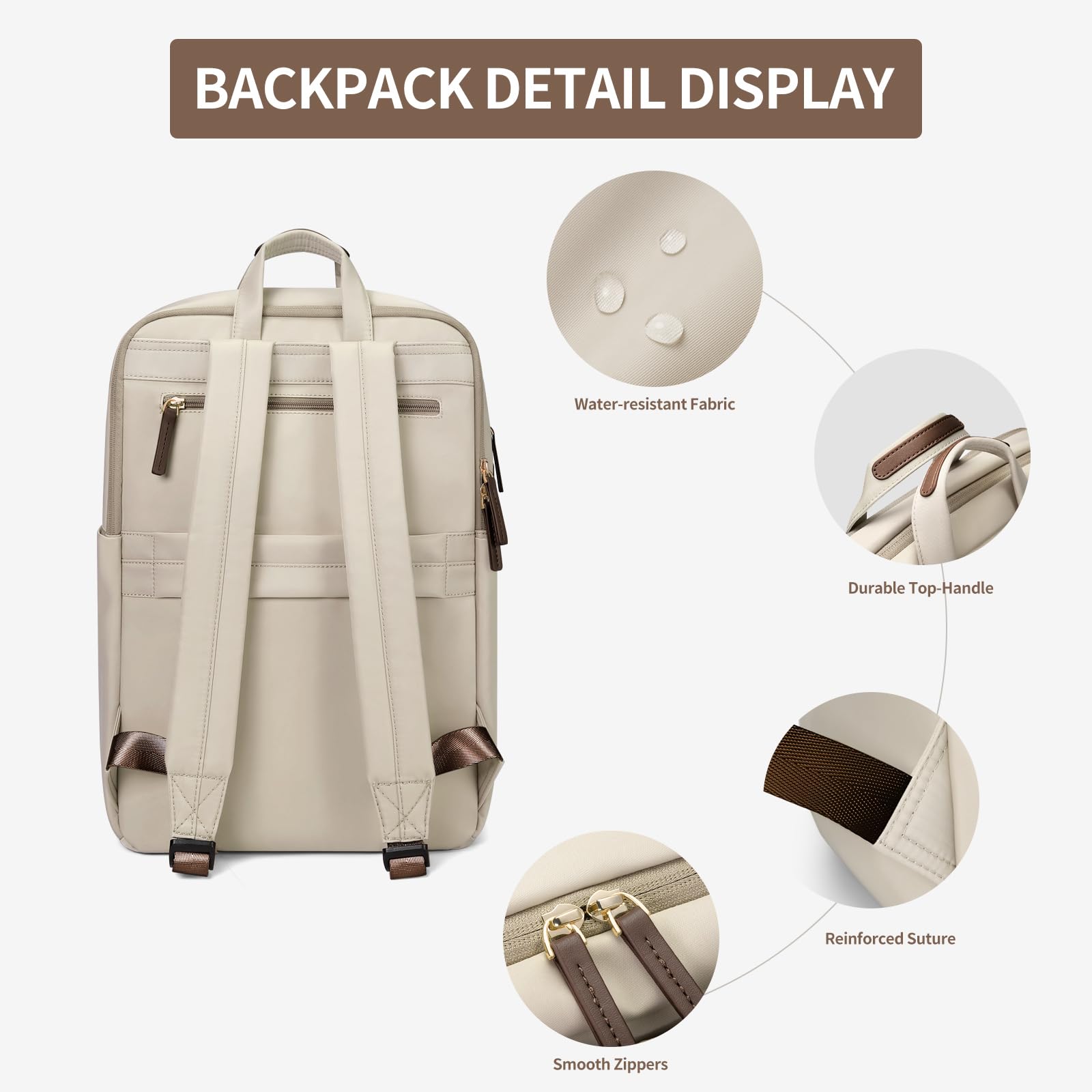 GOLF SUPAGS Laptop Backpack Anti Theft Slim Travel Backpack for Women Water Resistant College Bookbag Fits 15 Inch Thin Notebook