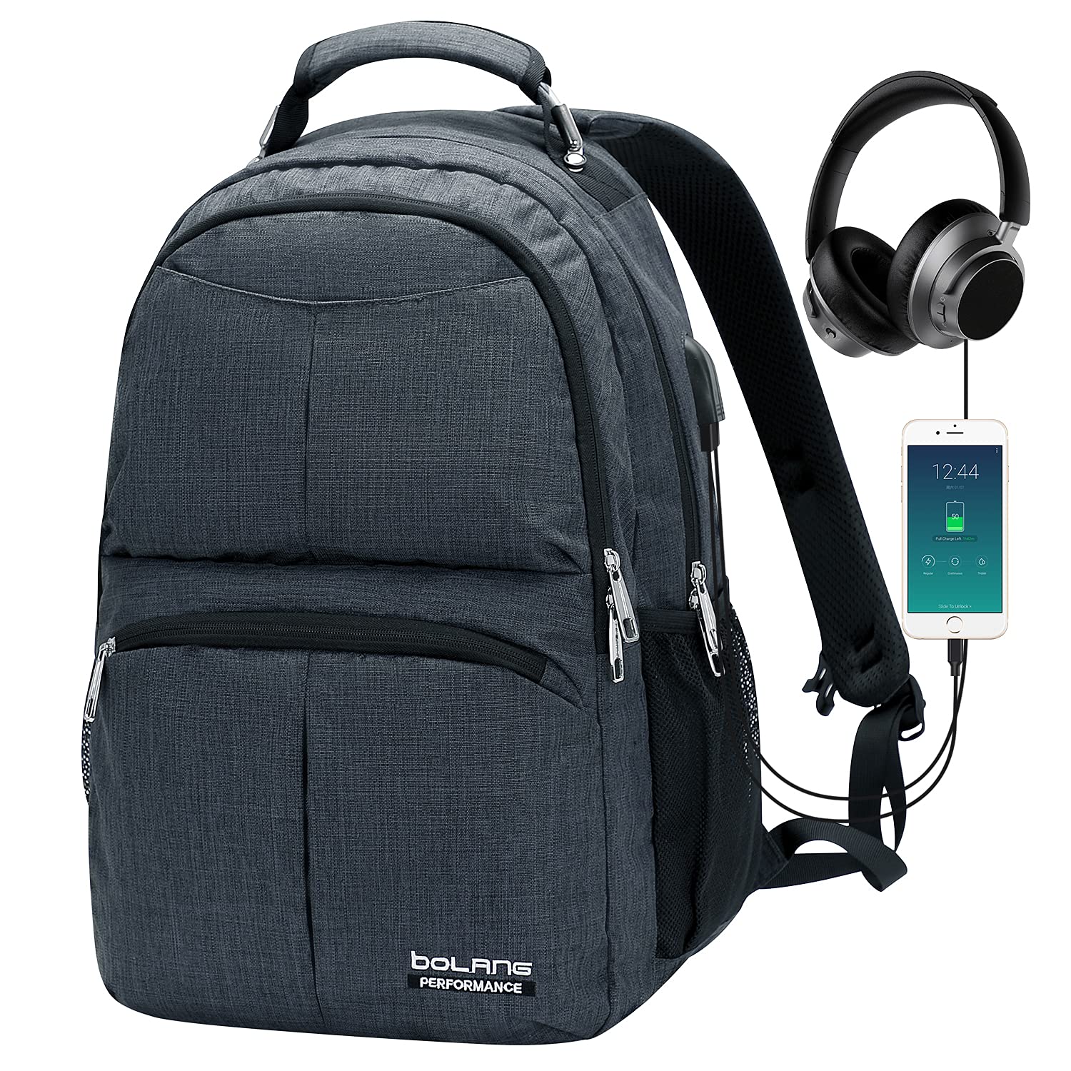 BOLANG Laptop Backpack for Men Women With USB Charging Port Business Work Travel Backpack Water Resistant College School Bookbag Fits 17 Inch Computer (8459 Purple )