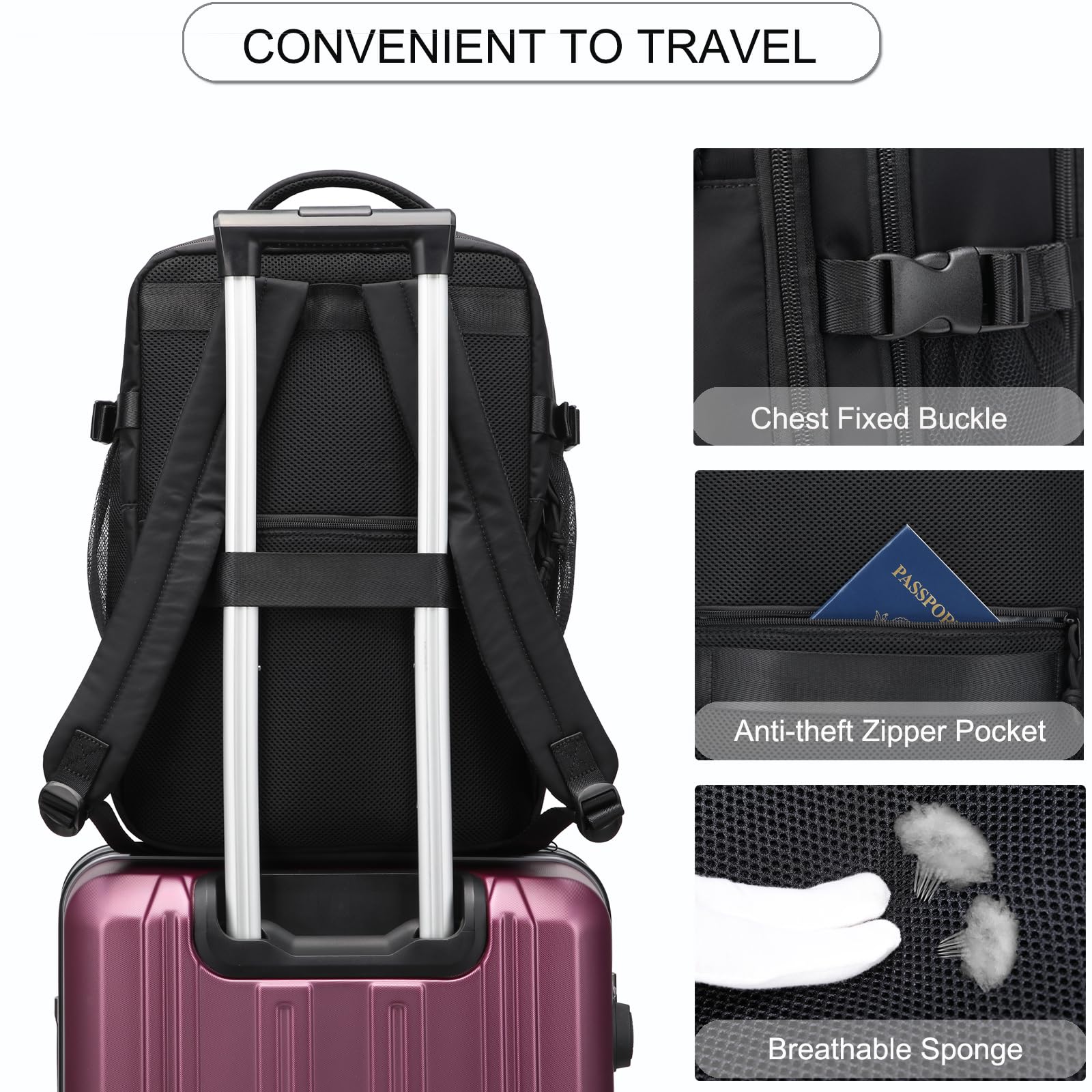 Shaelyka Medium Travel Backpack, 23L Carry On Backpack,Flight Approved Water Resistant Luggage Backpack Fit 15.6 Inches Laptop