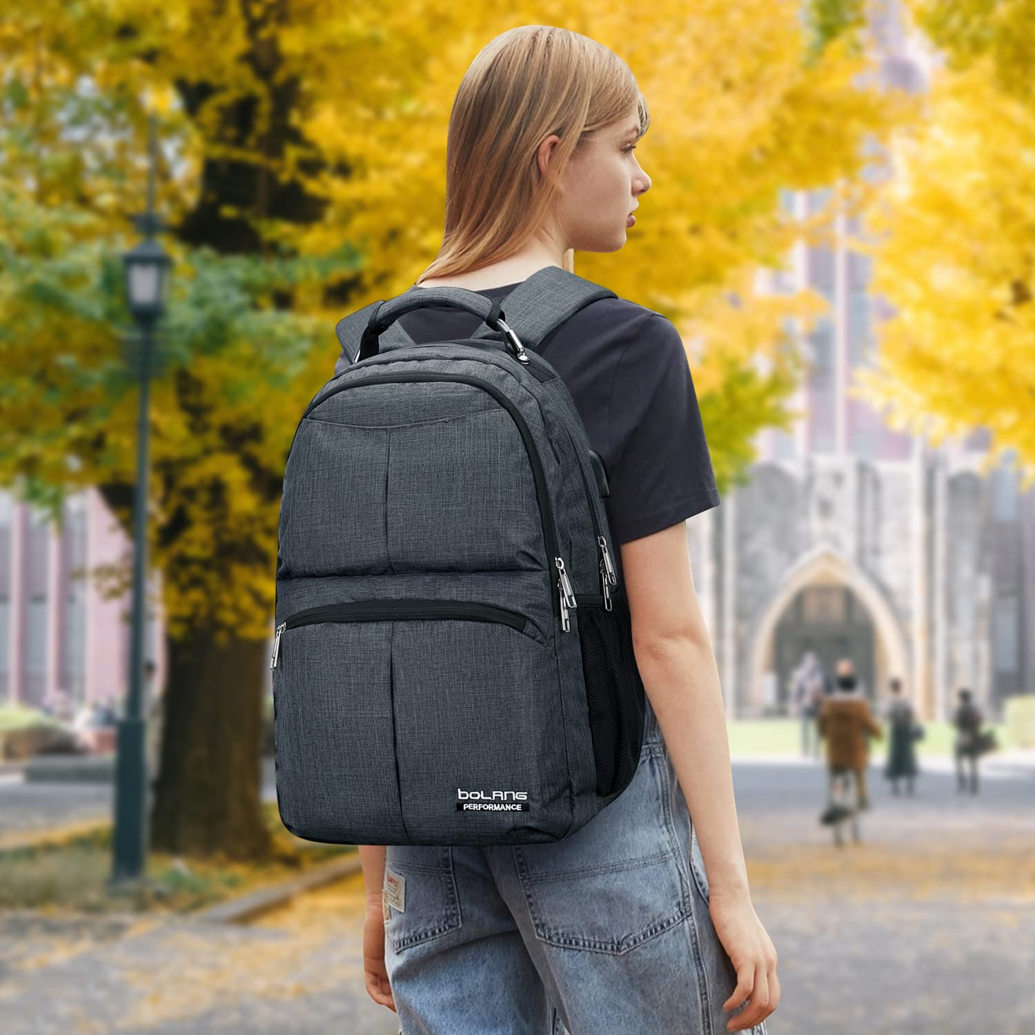 BOLANG Laptop Backpack for Men Women With USB Charging Port Business Work Travel Backpack Water Resistant College School Bookbag Fits 17 Inch Computer (8459 Purple )