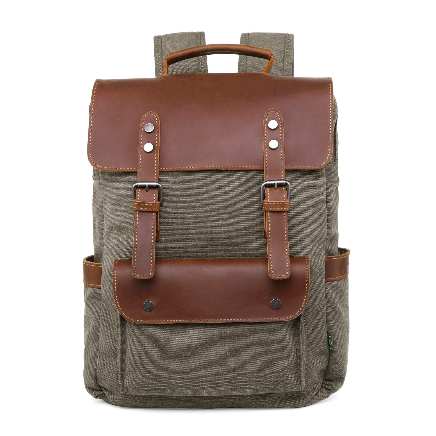 TSD Brand Valley Hill Canvas Backpack (Olive)