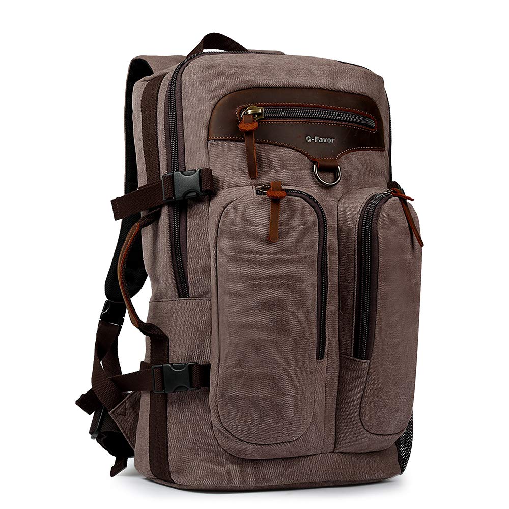G-FAVOR Travel Laptop Backpack, Vintage Canvas College School Backpack Bookbag for Men & Women Computer Backpack 15.6 inch, Carry on Backpack Luggage Daypack Weekender Duffel Bag