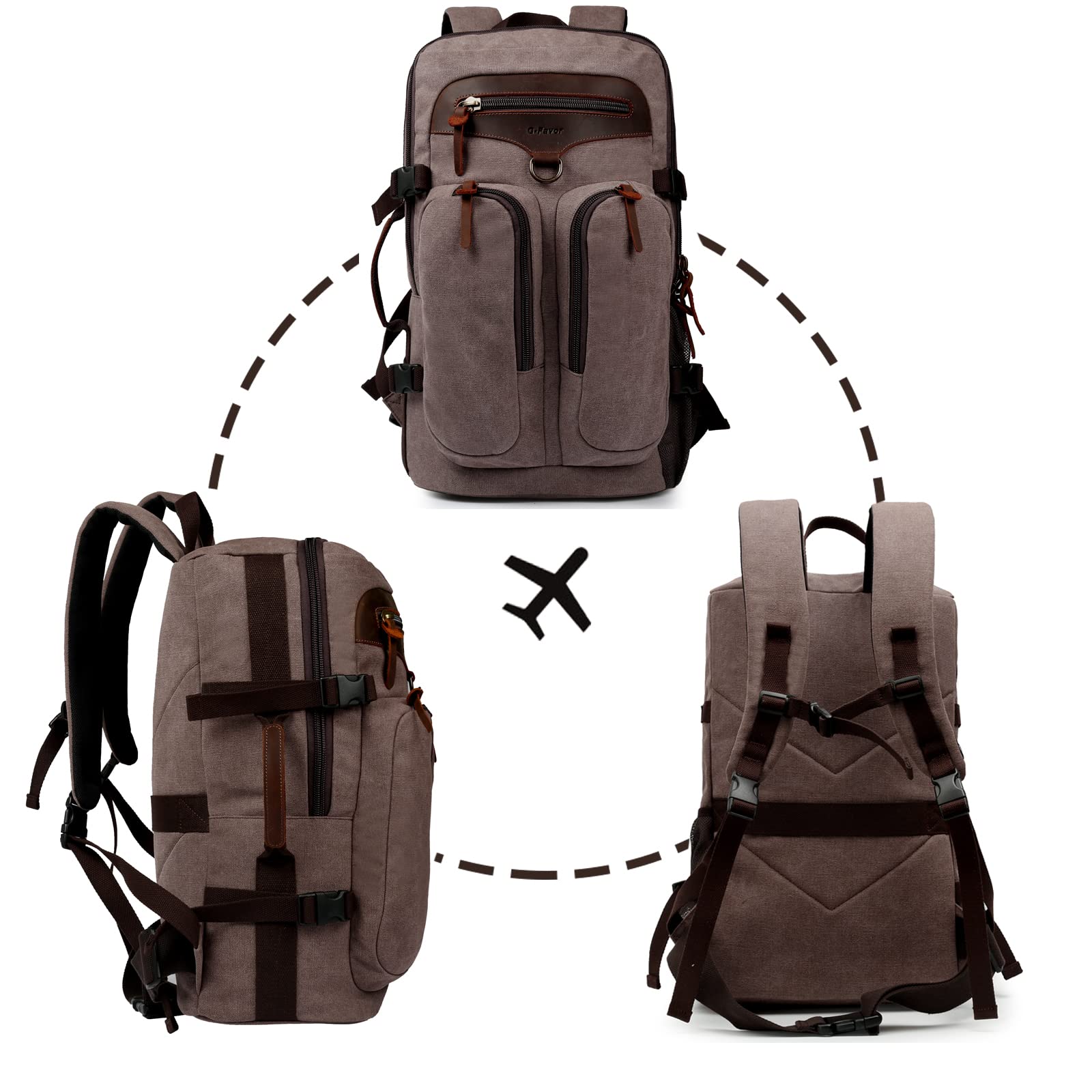 G-FAVOR Travel Laptop Backpack, Vintage Canvas College School Backpack Bookbag for Men & Women Computer Backpack 15.6 inch, Carry on Backpack Luggage Daypack Weekender Duffel Bag