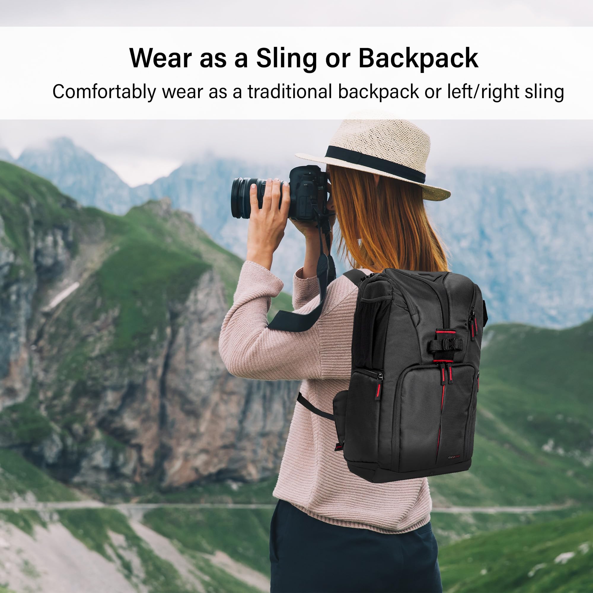 Deco Gear DSLR Camera Backpack, Customizable Compartments for Cameras, Lenses, Accessories & Laptop, Weather Protective, Perfect for Canon Nikon & Sony Photographers (Can Also Turn Into Sling Bag)