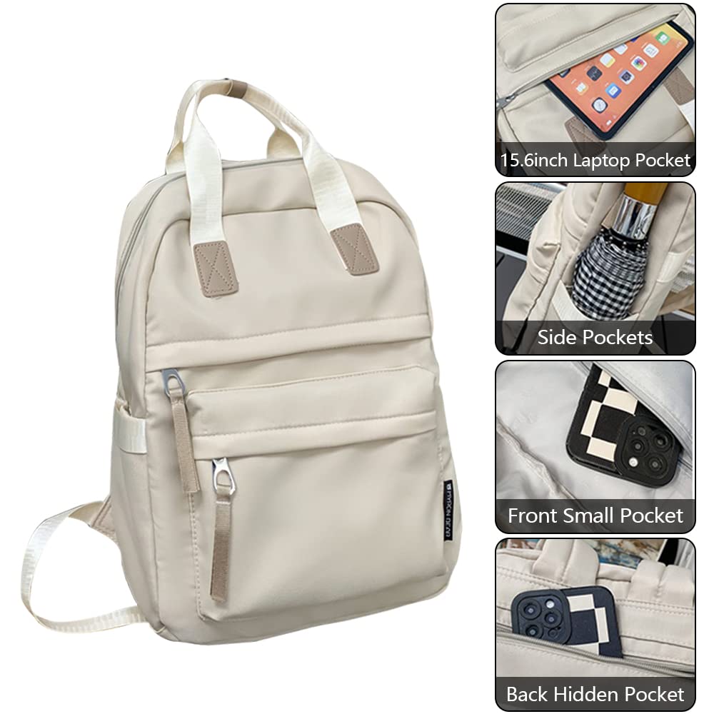 Laptop Backpack for Women Laptop Backpack Travel Business Computer Tote Bag for Girls Work Travel (Beige)