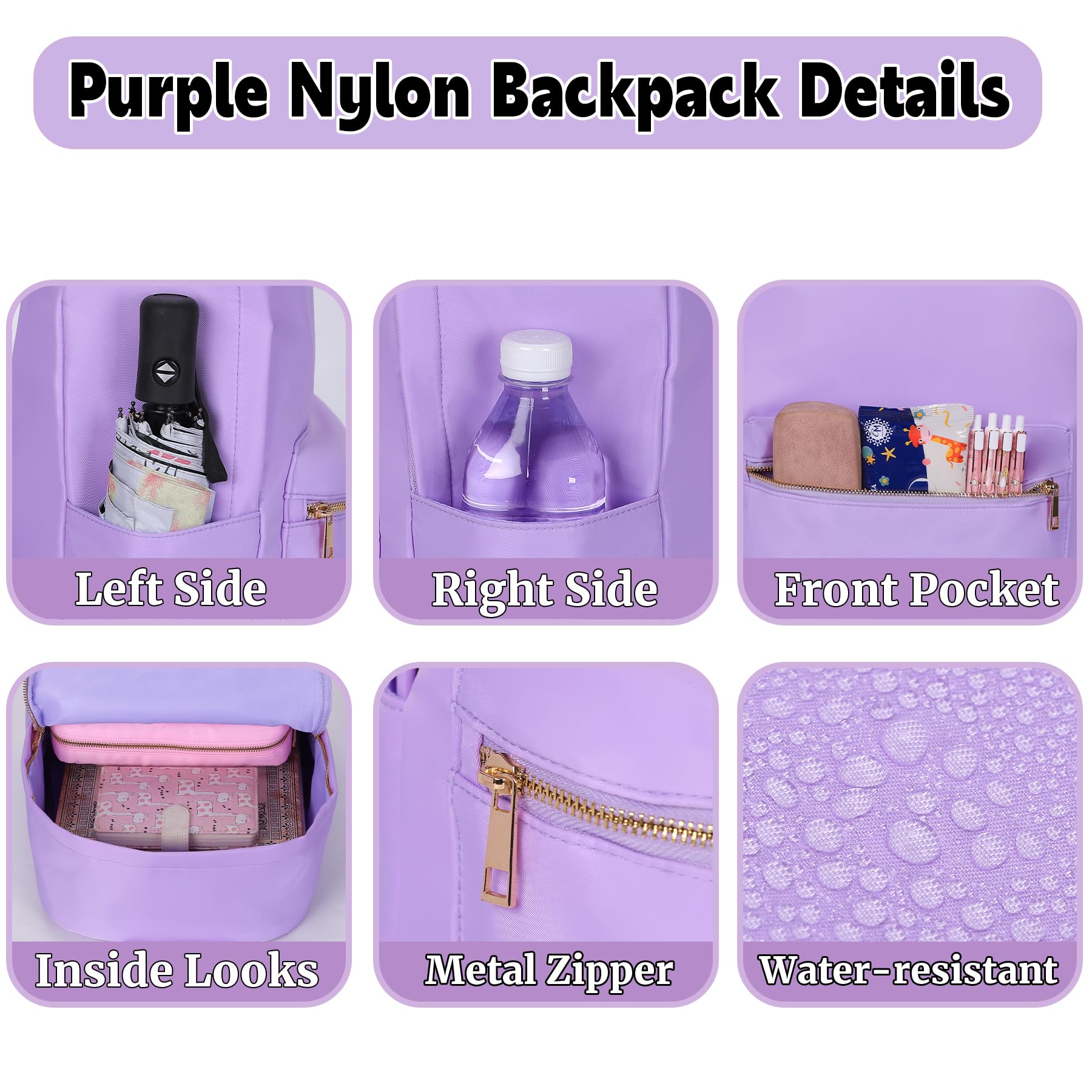 YogoRun Backpack Daypack Girls &Women &Youth &Teens (Purple)