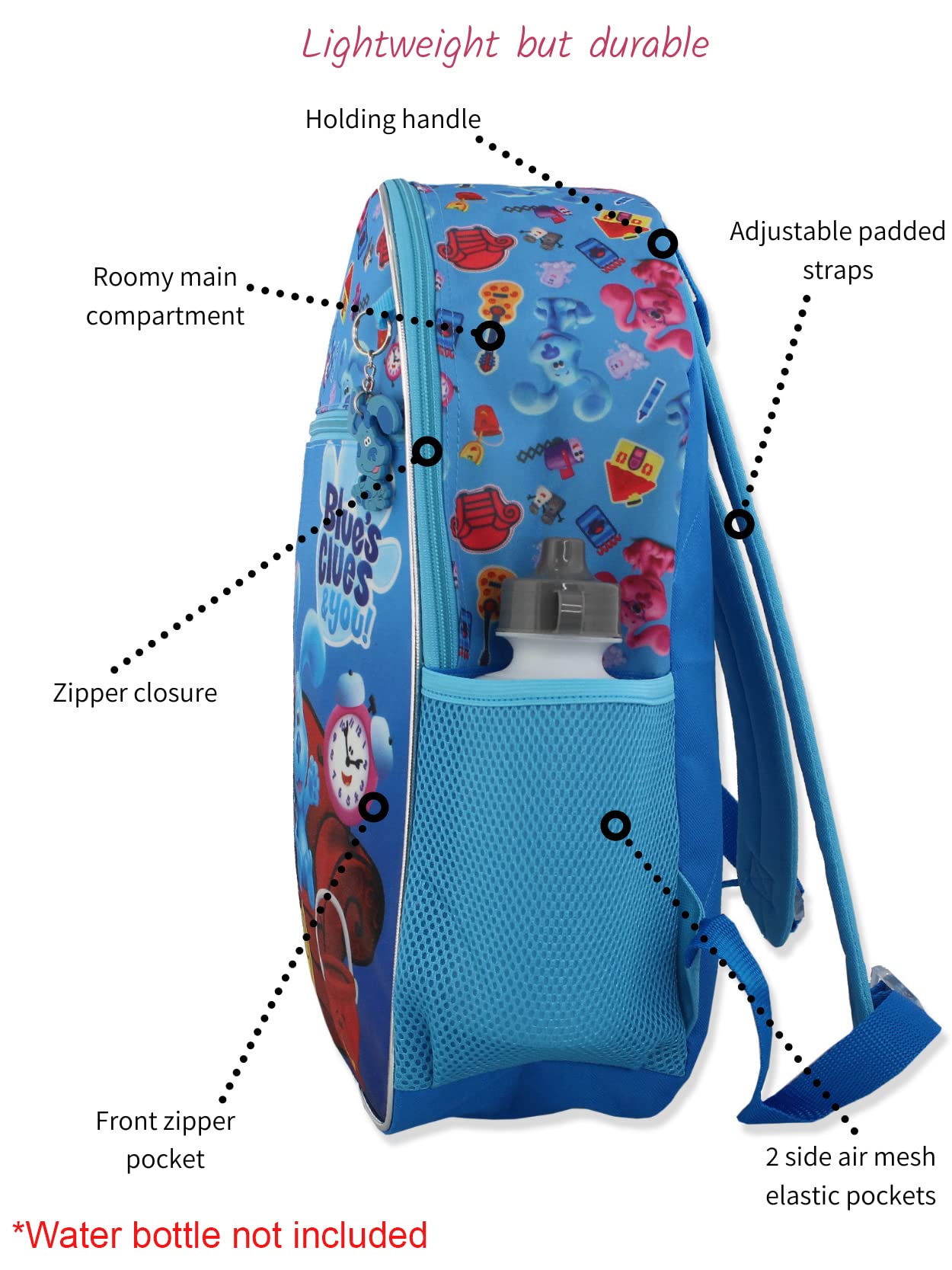 Nickelodeon Blue's Clues & You Girls 16" Backpack 5 piece School Set (One Size, Pink)