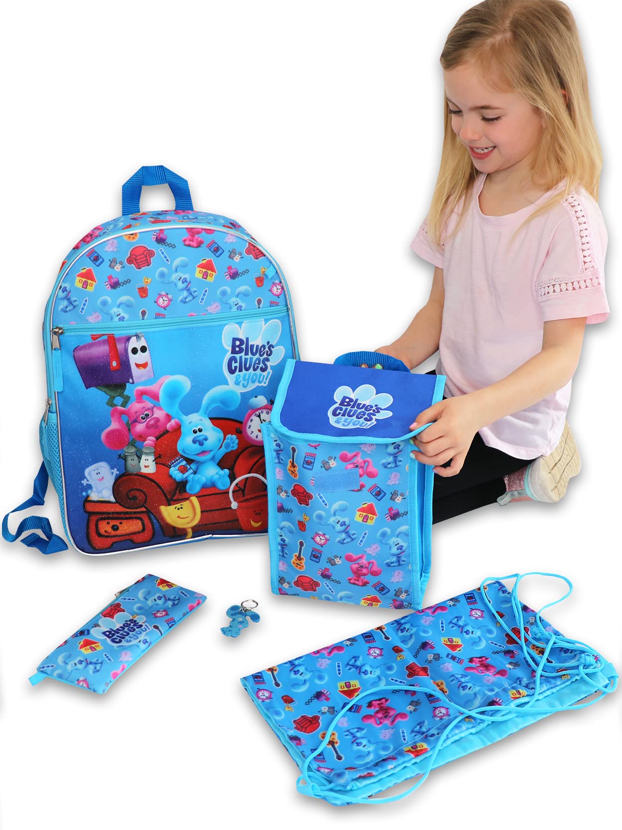 Nickelodeon Blue's Clues & You Girls 16" Backpack 5 piece School Set (One Size, Pink)