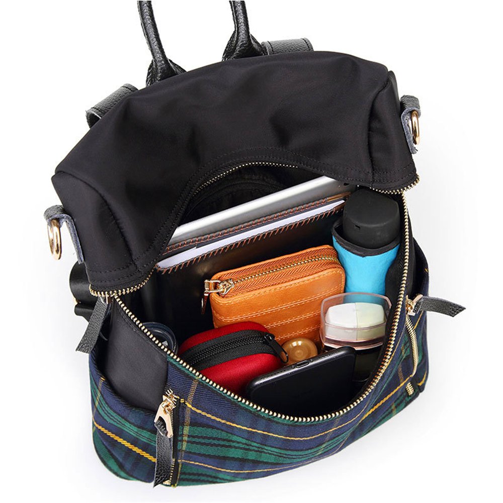 Mn&Sue Dual Use Red Tartan Backpack Purse for Women Schoolbag Casual Daypack Rucksack