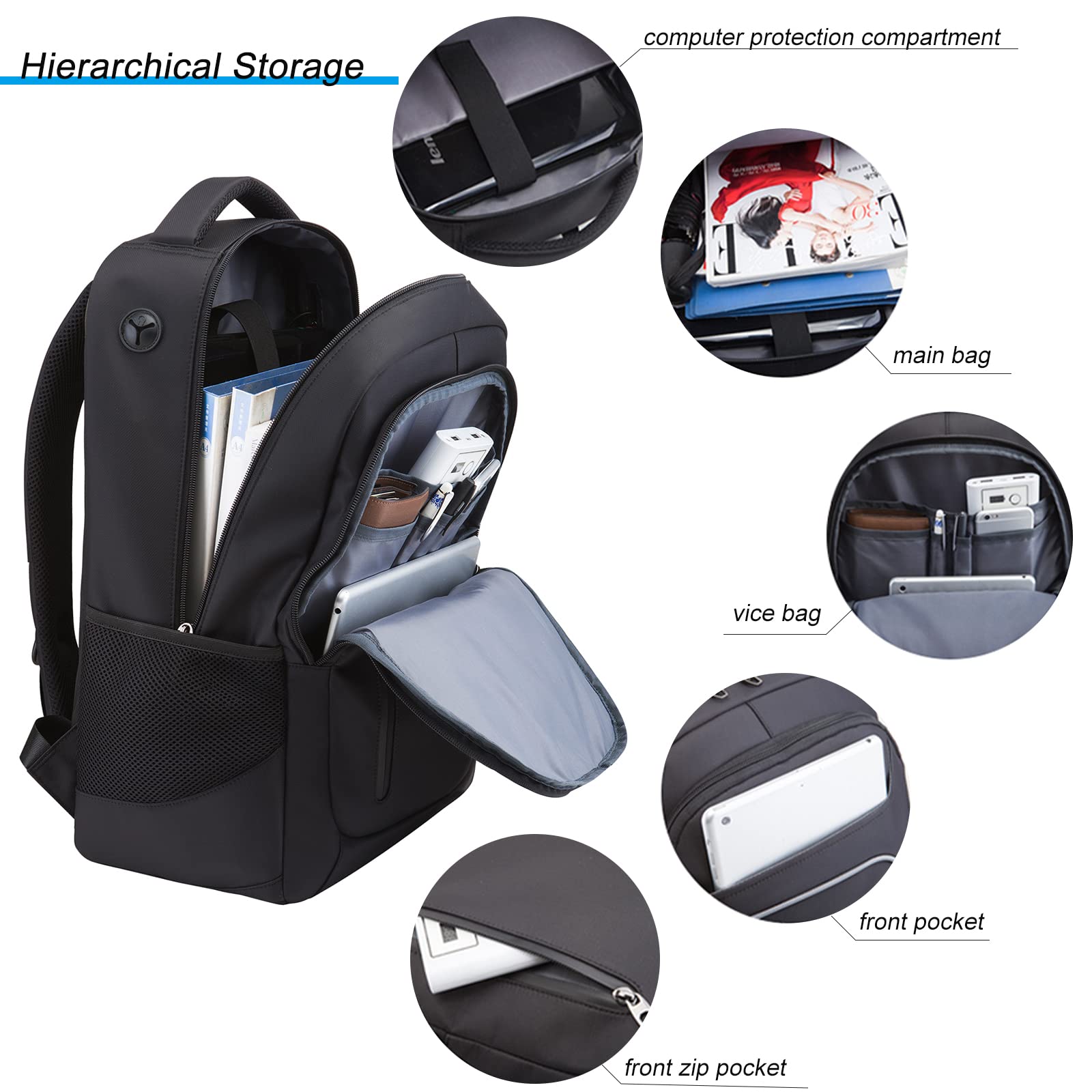 Seekvigor Travel Laptop Backpack,17.3 inch waterproof college backpack with usb charging port, 38L Durable Carry On Backpack for Business, Everyday, Work