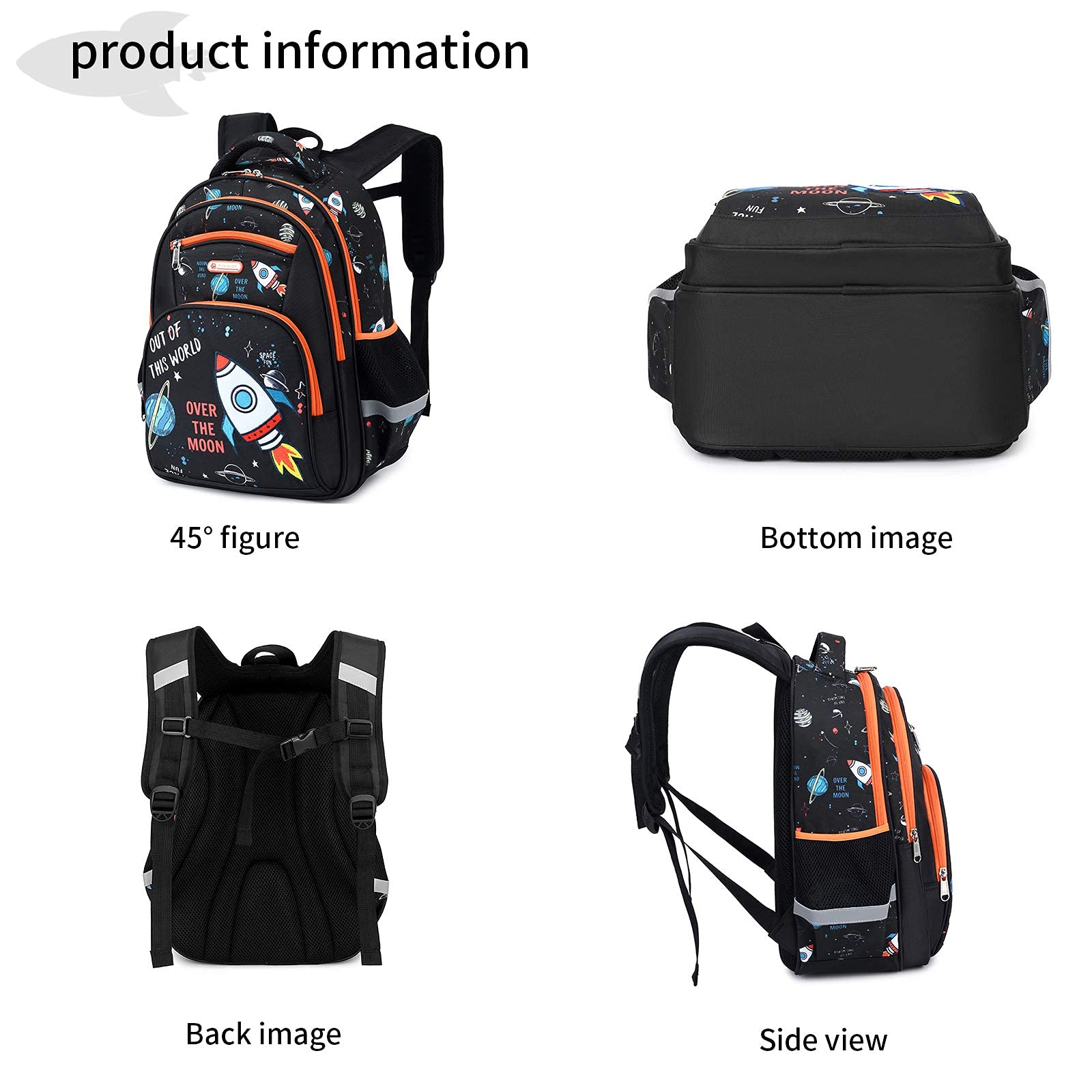 Cusangel Kids Backpack for School, Lightweight Water Resistant Casual Daypack Black Large Elementary Preschool College backpack ,Junior & Middle High School Bookbag for Teen Boys/Men