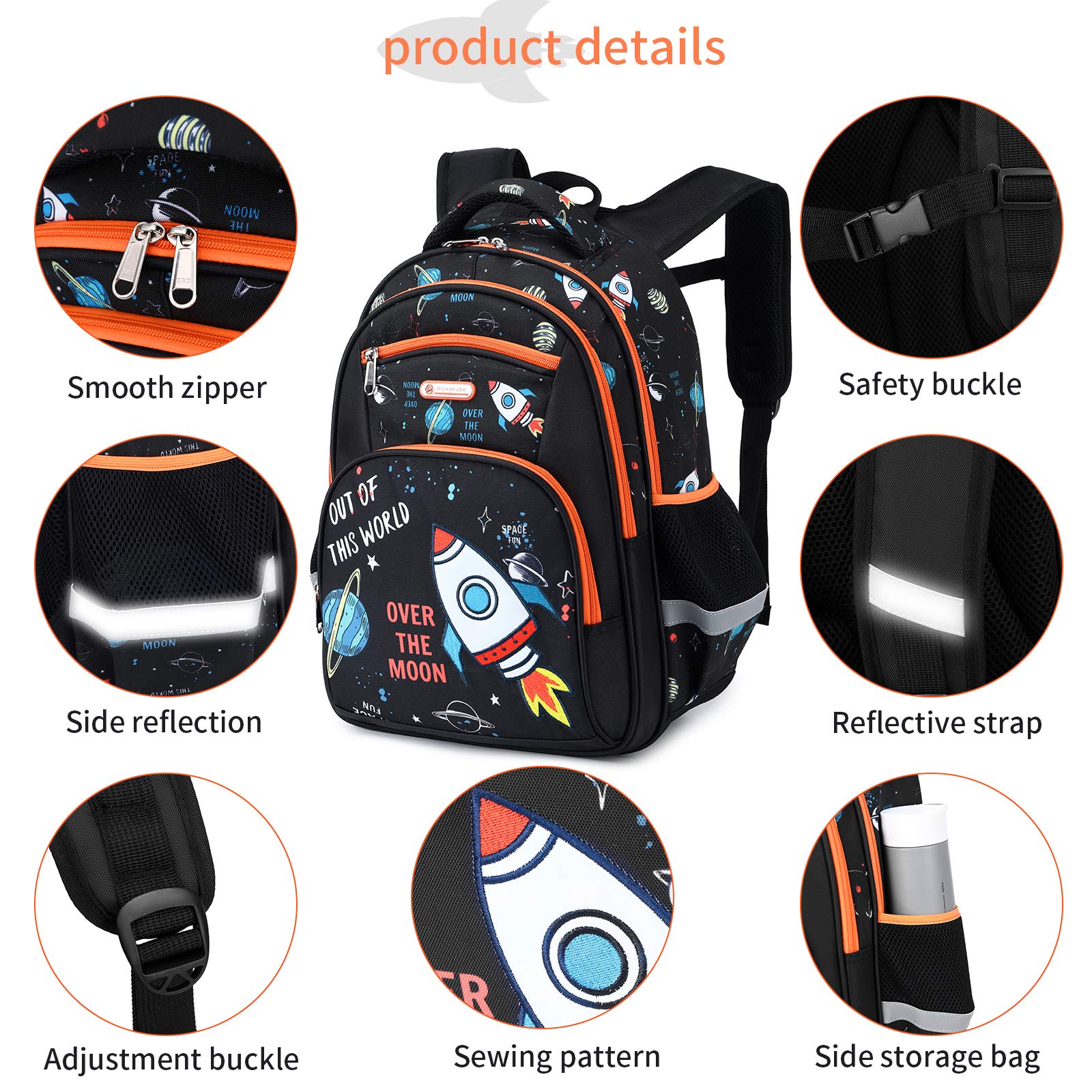 Cusangel Kids Backpack for School, Lightweight Water Resistant Casual Daypack Black Large Elementary Preschool College backpack ,Junior & Middle High School Bookbag for Teen Boys/Men