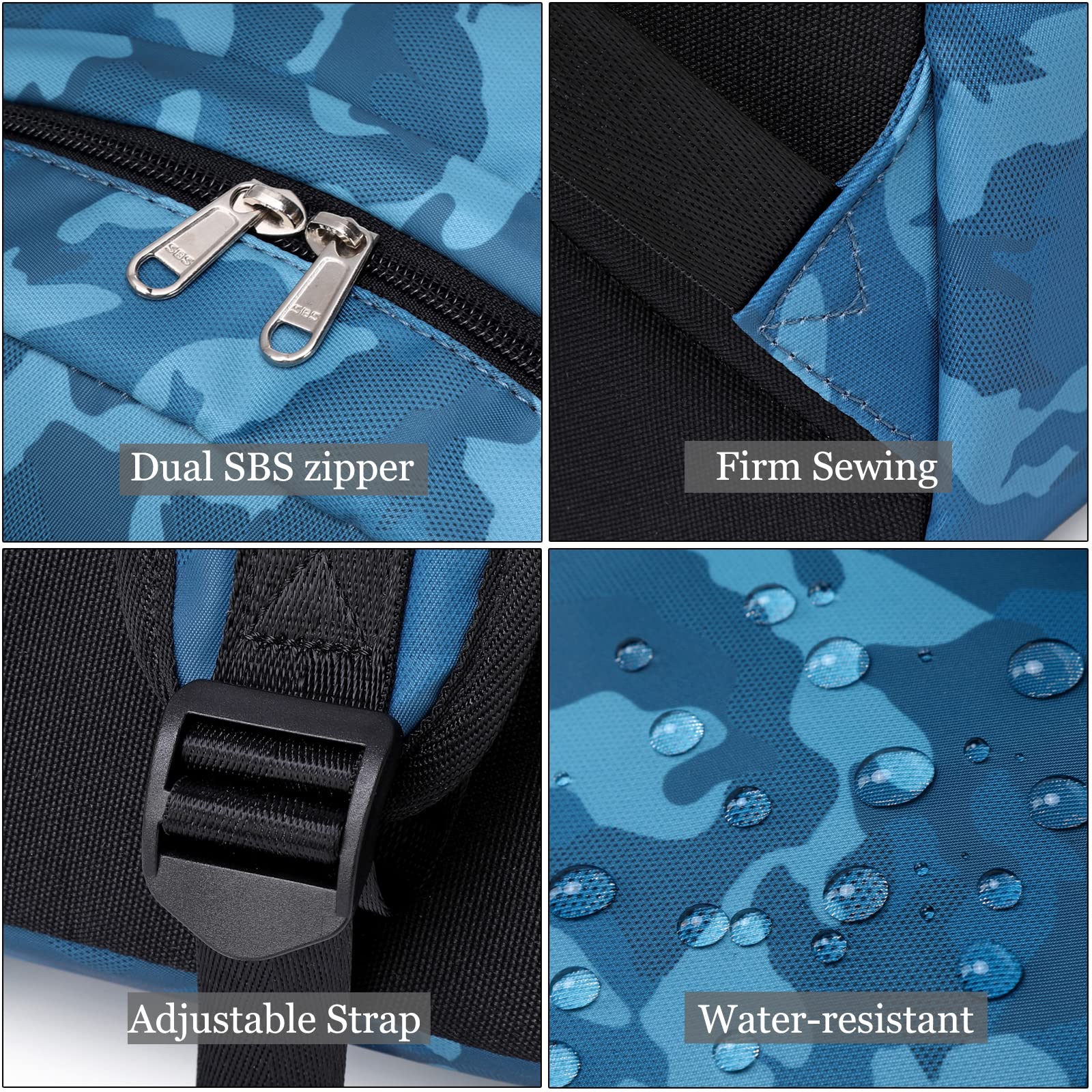 Boys Backpacks for Elementary Middle School Kids Bookbags with Lunch Box Pencil bag Camo Travel Back Pack for Boys (Blue-Camouflage)