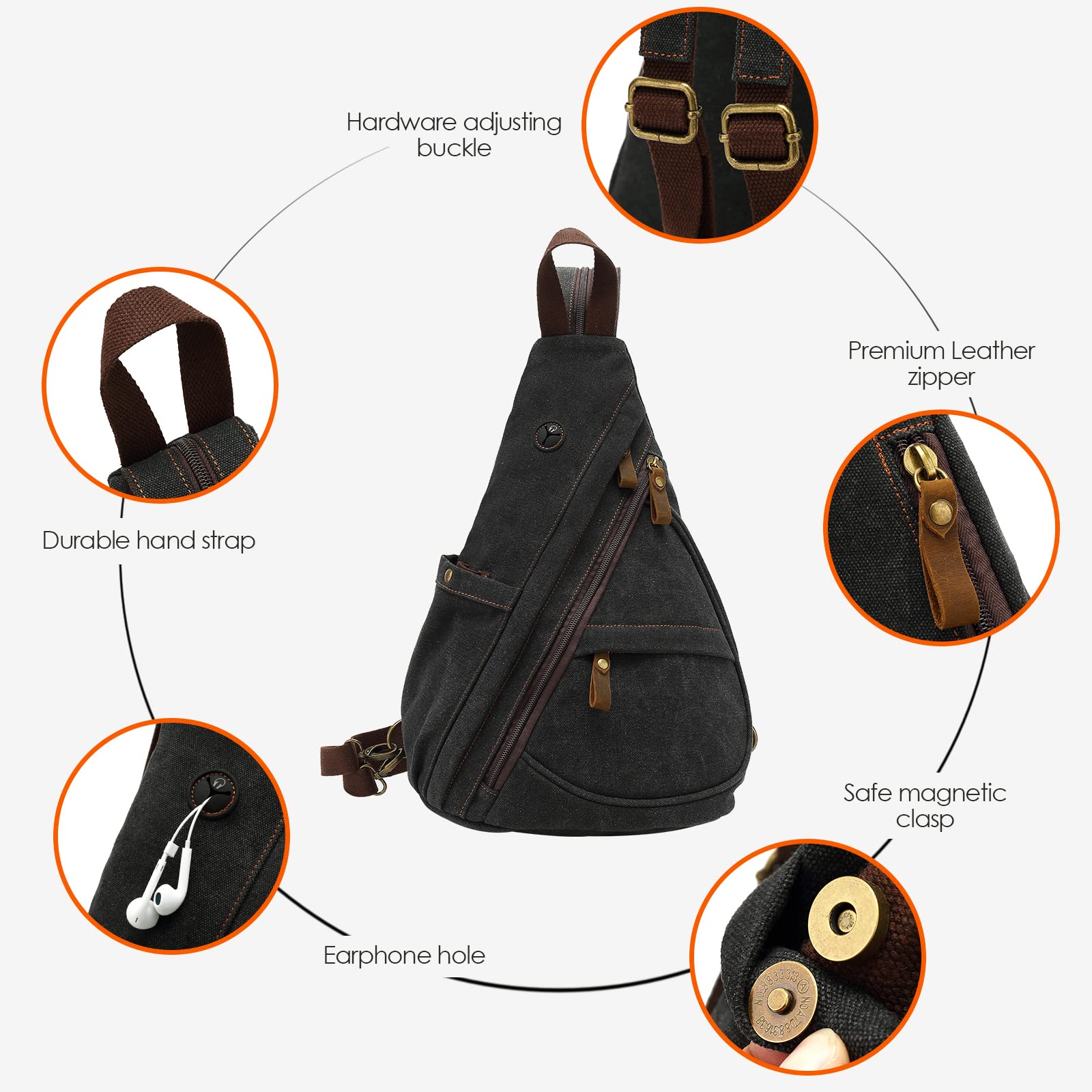 Egoelife Sling Bag Small Crossbody Backpack Casual Daypack School Satchel for Men Women