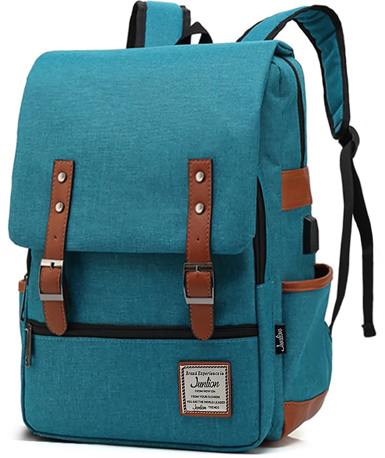 Junlion Unisex Business Laptop Backpack College Student School Bag Travel Rucksack Daypack with USB Charging Port Blue