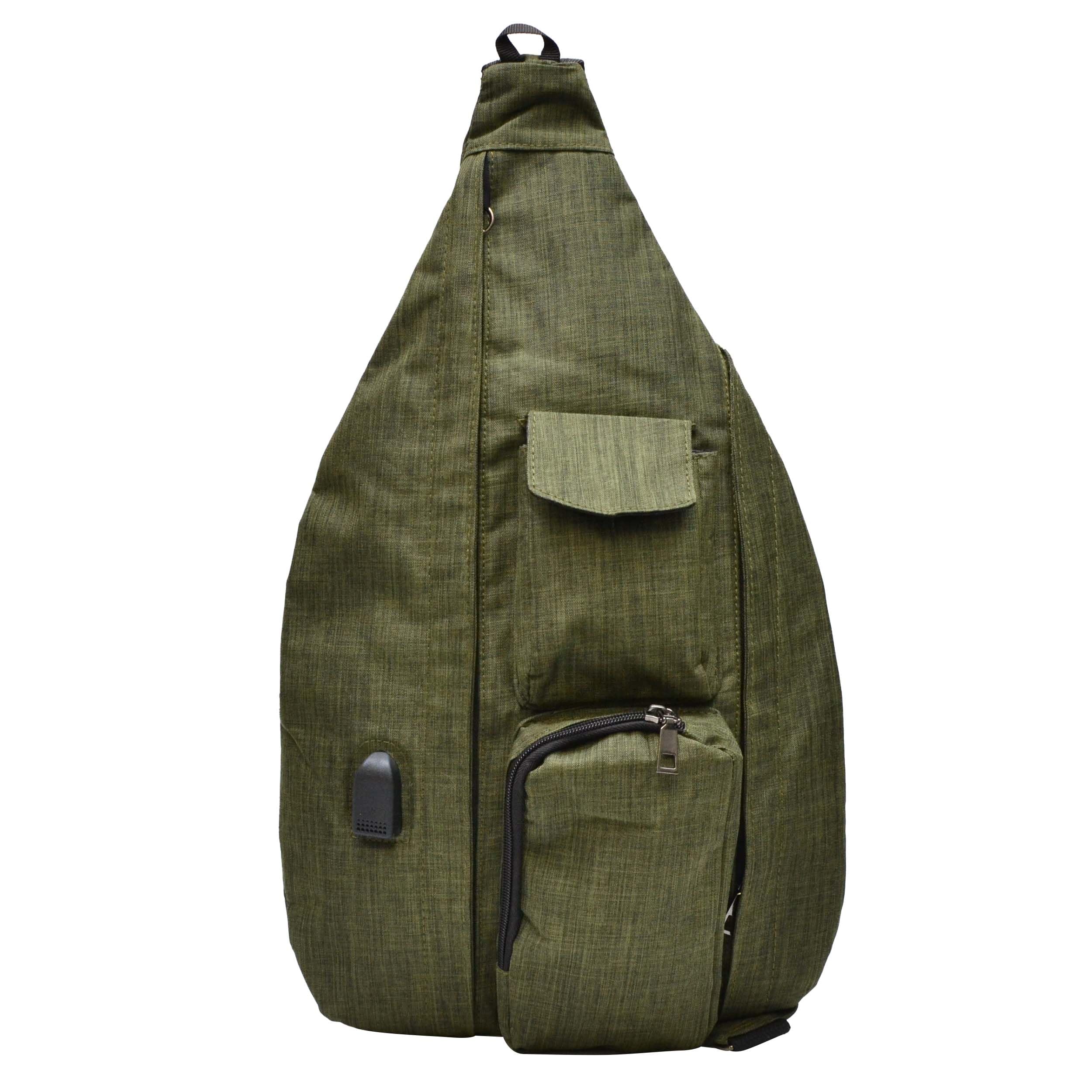 Nupouch Rucksack Bag, Anti-Theft Crossbody Sling, Backpack, Soho Collection Olive