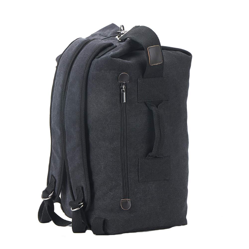 Military Duffel Bag Top Load Canvas Shoulder Bag Outdoors Backpack for Travelling (upgrade black big)