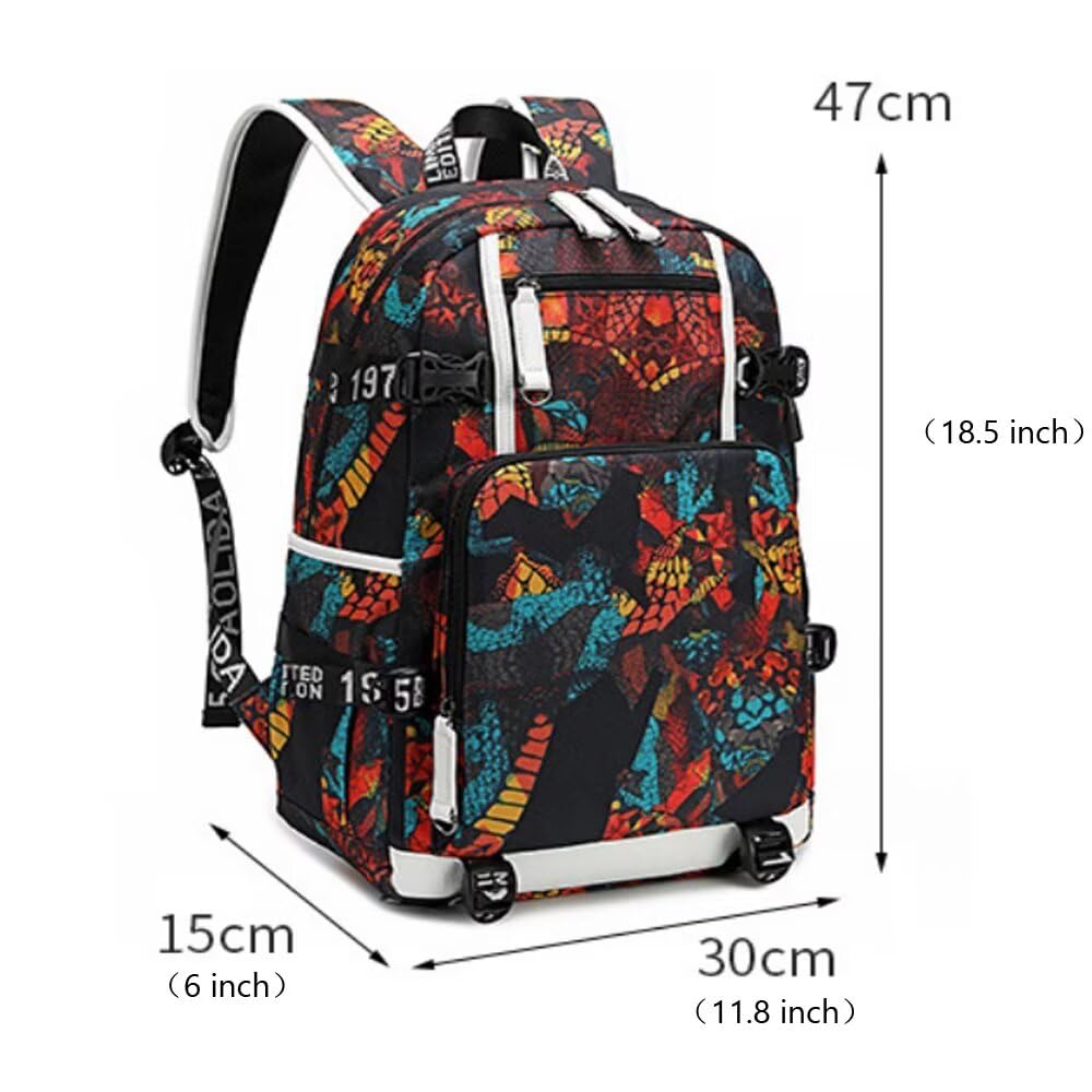 YUNZYUN Basketball Player Kobe Multifunction Backpack Travel Student Laptop Fans Bookbag For Men Women (Red - 3)