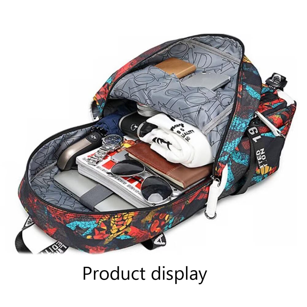 YUNZYUN Basketball Player Kobe Multifunction Backpack Travel Student Laptop Fans Bookbag For Men Women (Red - 3)