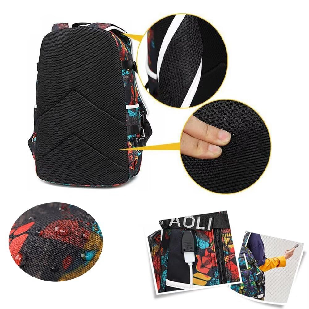 YUNZYUN Basketball Player Kobe Multifunction Backpack Travel Student Laptop Fans Bookbag For Men Women (Red - 3)