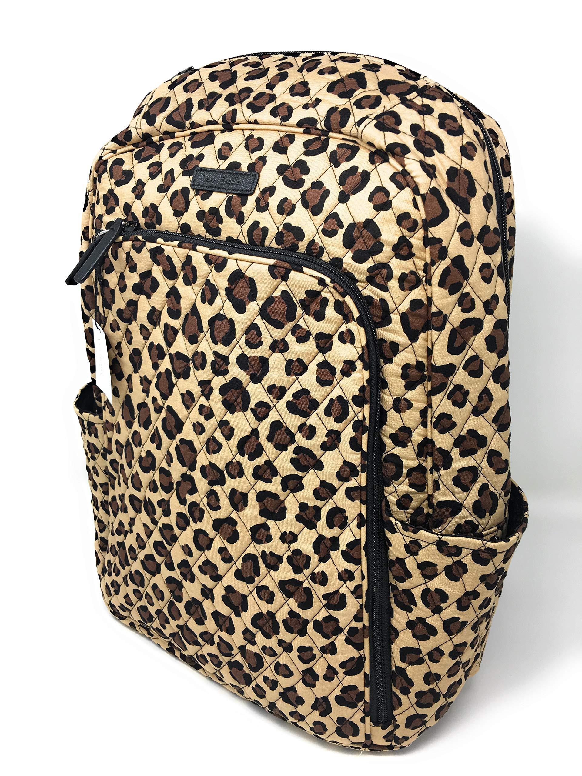 Vera Bradley Laptop Backpack (Updated Version) with Solid Color Interiors (Leopard with Black Interior)