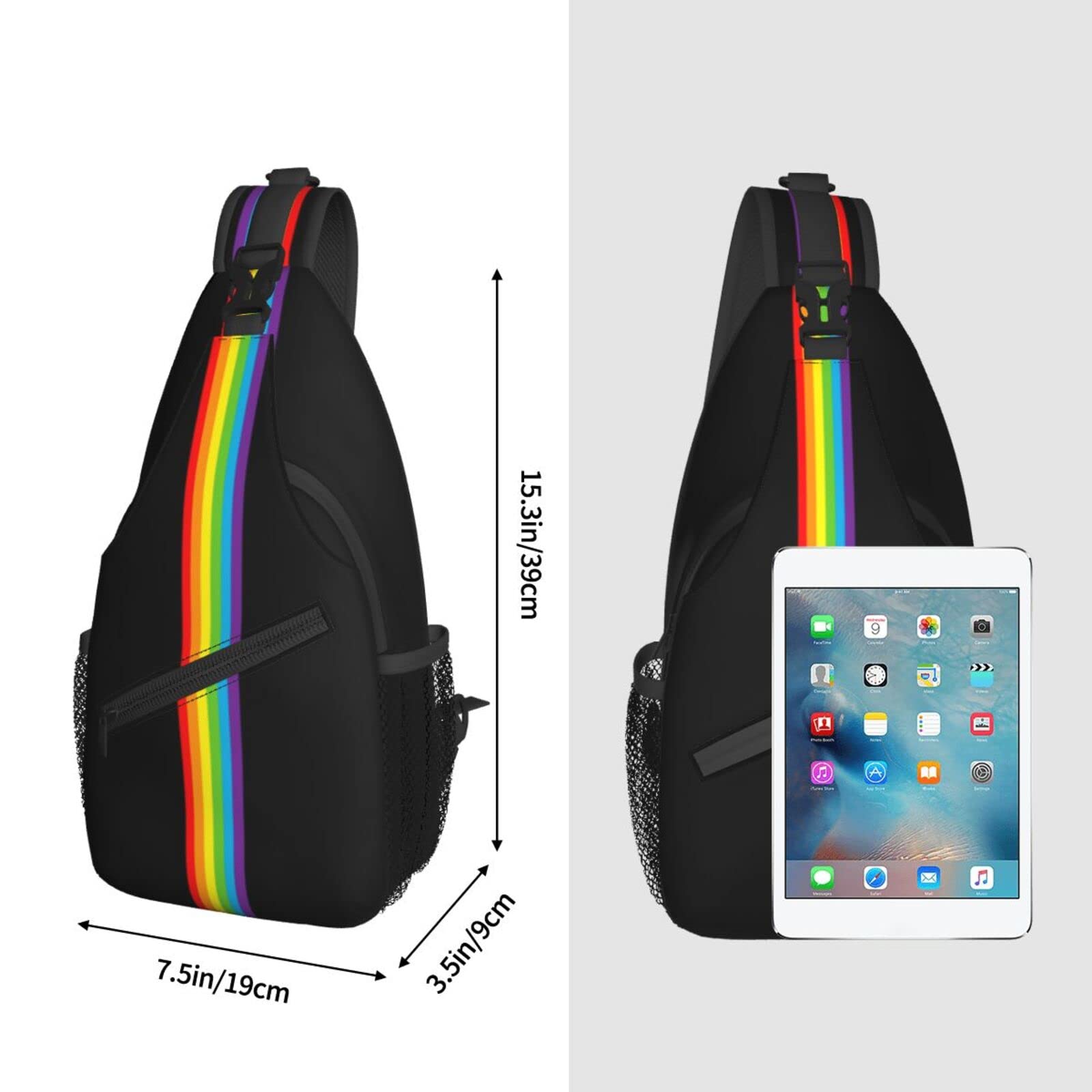 LGBT Sling Bag Crossbody Chest Daypack Casual Backpack Rainbow Animal Shoulder Bag For Travel Hiking Shopping