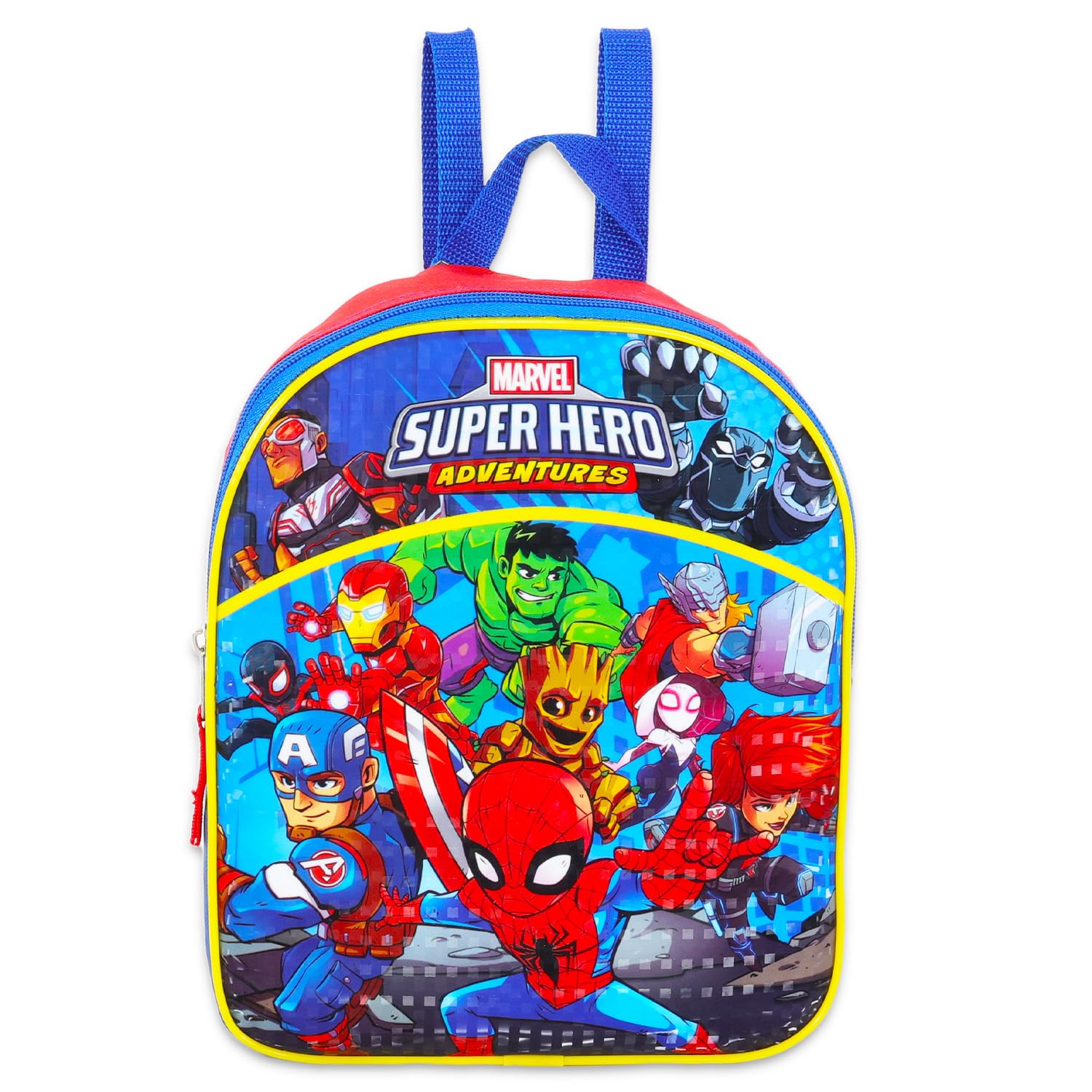 Marvel Super Hero Adventures Mini Backpack ~ 3 Pc Bundle With 11" Avengers Superhero School Bag For Boys, Kids, Spiderman Coloring Pack And More | Marvel School Supplies