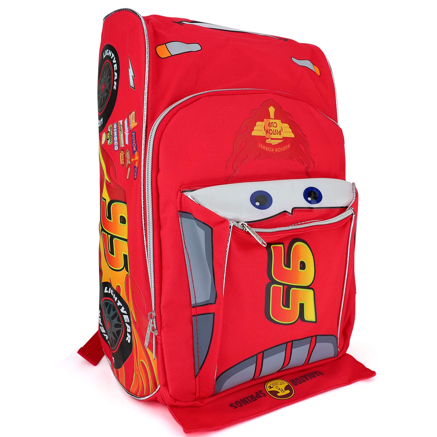 Trendy Apparel Shop Kid's Boys 95 Radiator Springs Car Shaped 16" Backpack - Red