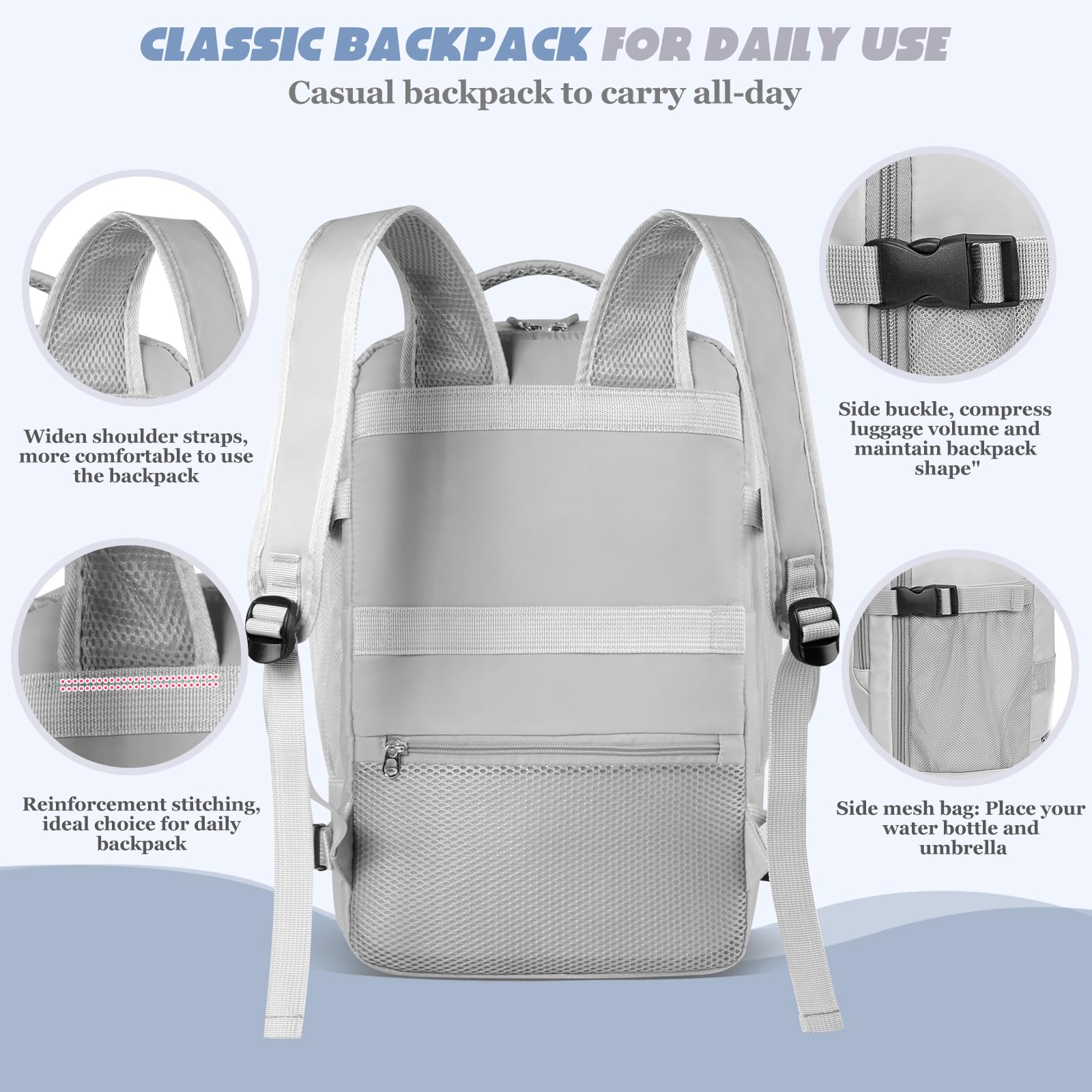 Travel Backpack,Lightweight School Backpack for Student Teenagers,Waterproof Classsic Basic Bag for Women Men Everyday,Carry On Hand Luggage Daypack for Flight,USB Port,Shoe Compartment