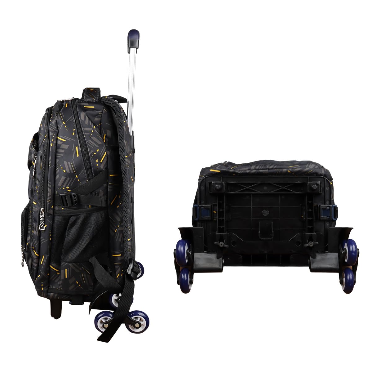 YOUCIDI Rolling Wheels High-Capacity School Bag Backpacks for Students Climbing Stairs Black and Yellow,